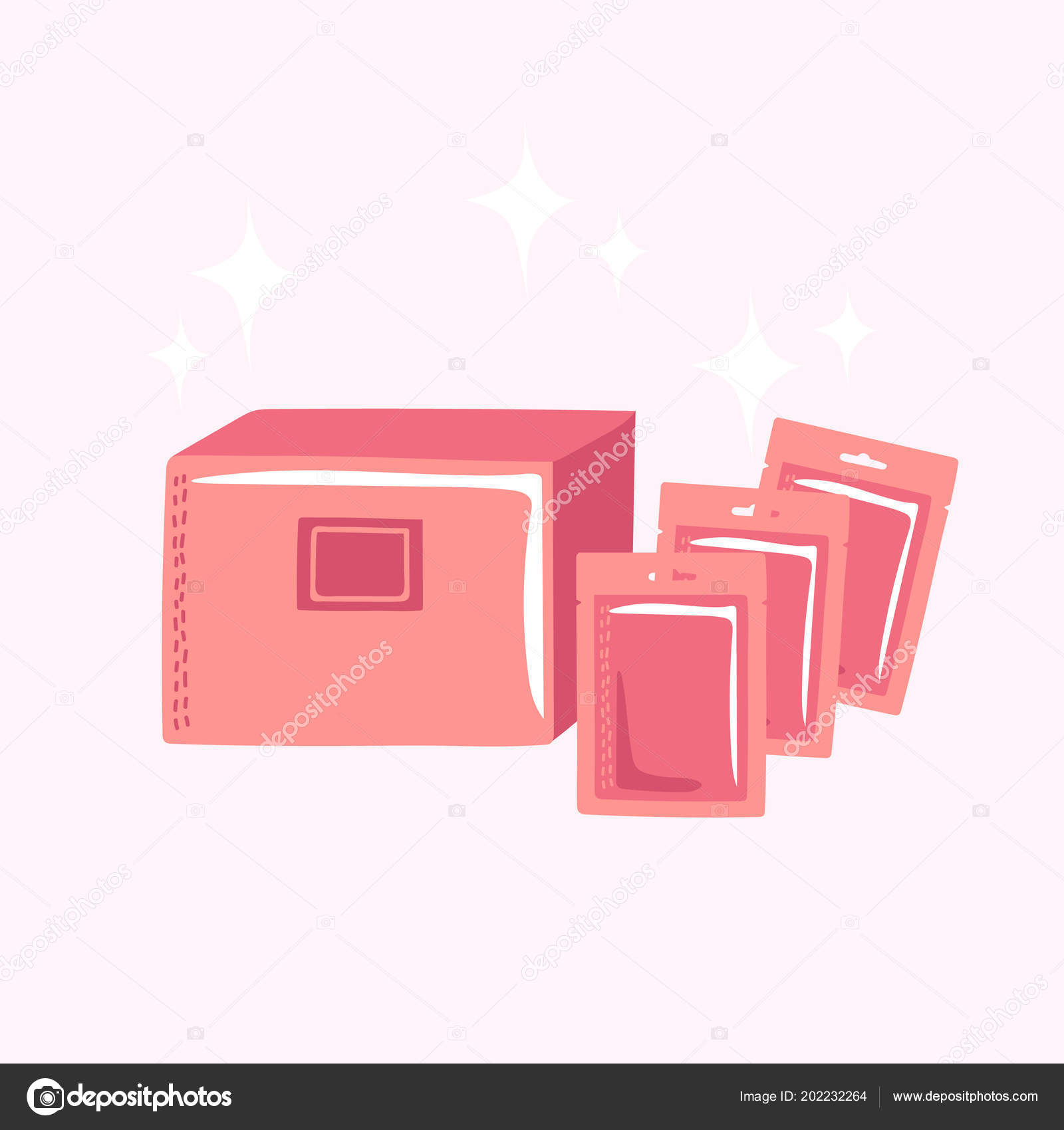 Facial Mask Packed Sachets Pink Color Vector Illustration Stock Vector ...