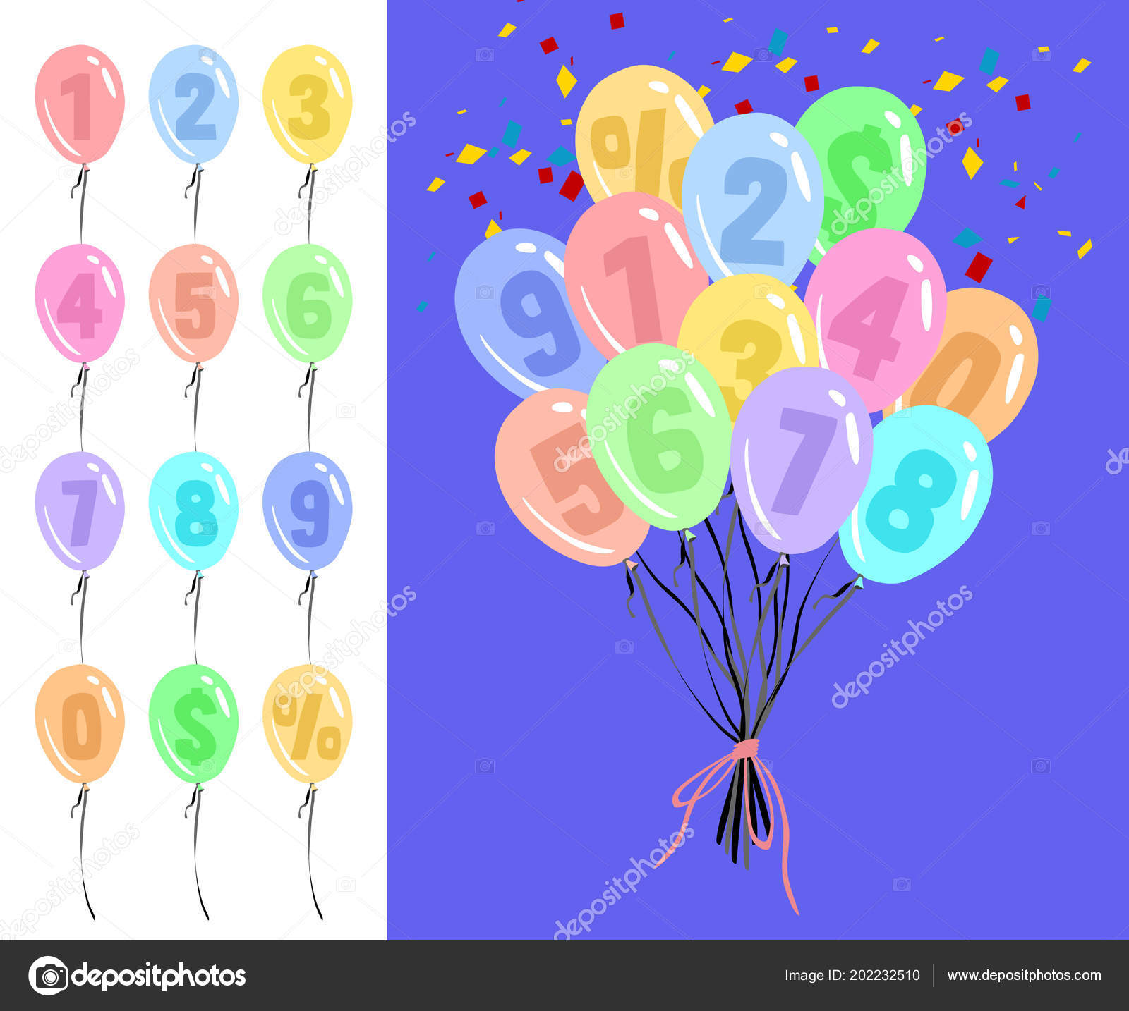 Set Colourful Numbers Balloons Stock Vector by ©lepusinensis 202232510