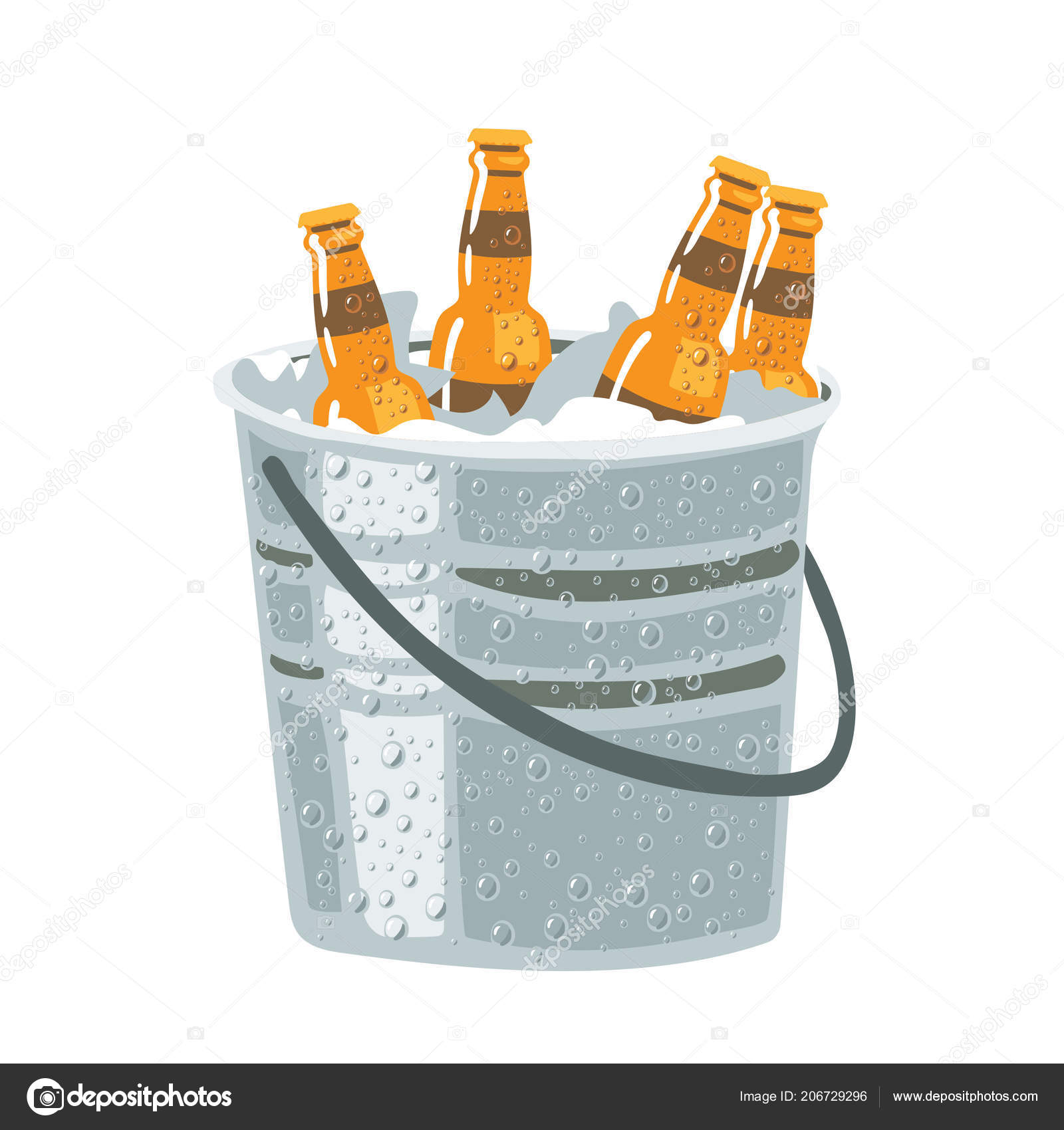 Set Beer Bottles Cold Bucket White Background Stock Vector Image by ...