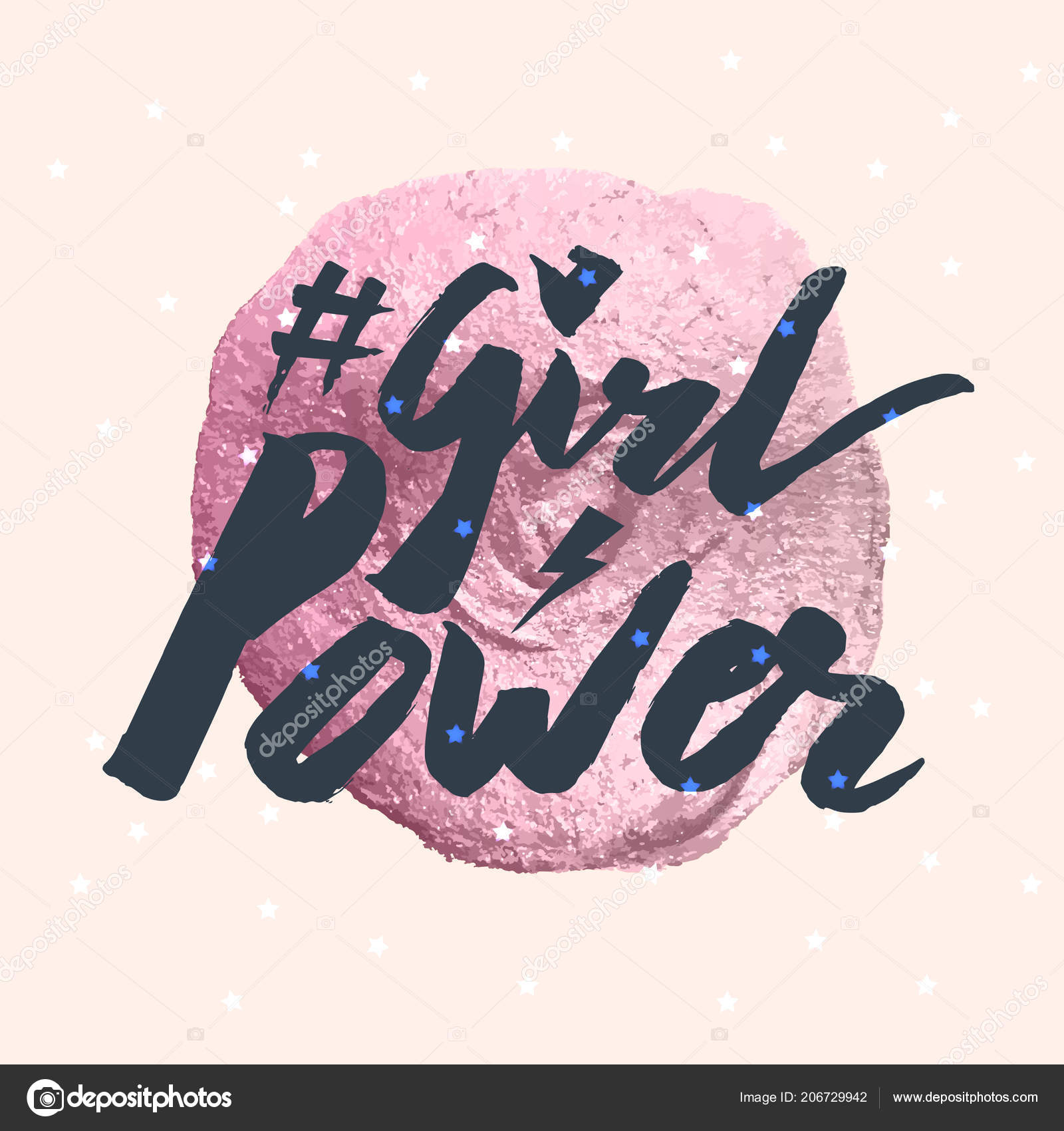 Girl Power Text Pink Paint Background Stock Vector Image by ...