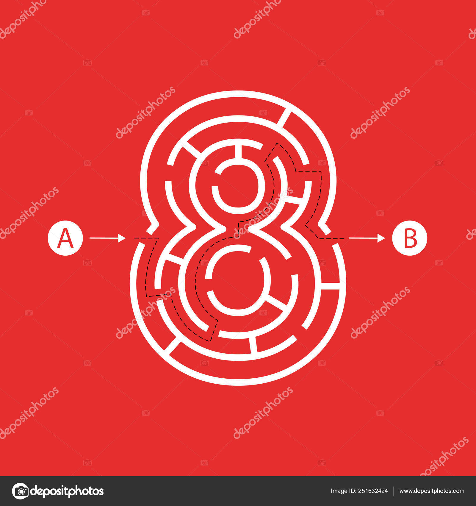 Labyrinth Mental Exercise Shape Eight Digit Vector Illustration Stock ...