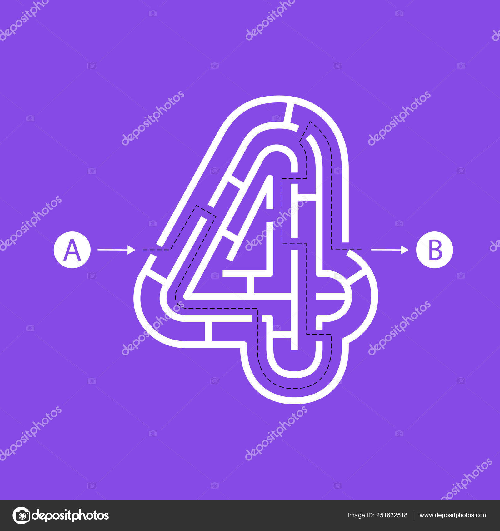 Laberinto Ejercicio Mental Forma Cuatro Dígitos Ilustración Vectorial ...