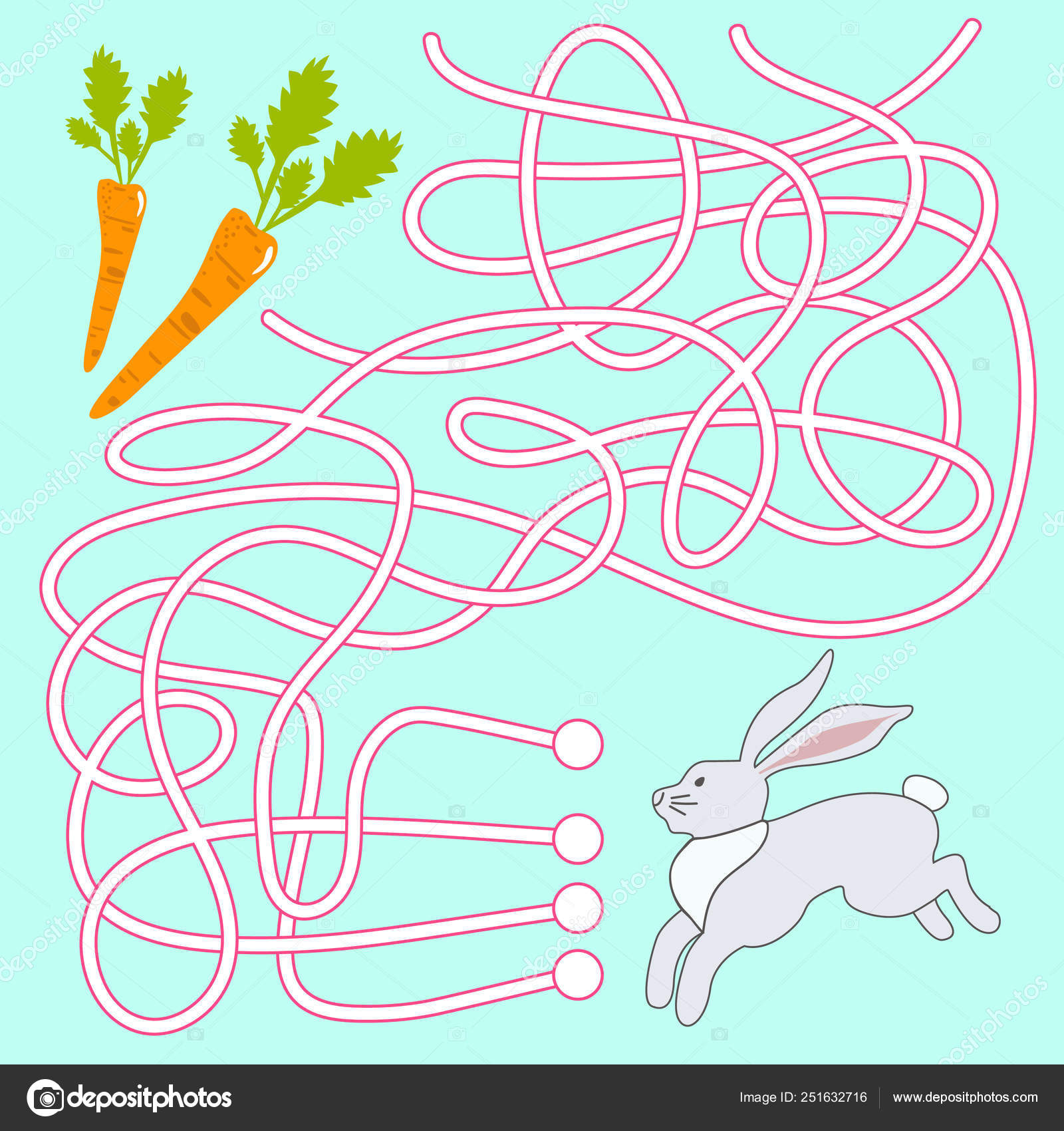 Labyrinth Mental Exercise Kids Rabbit Carrots Vector Illustration Stock ...