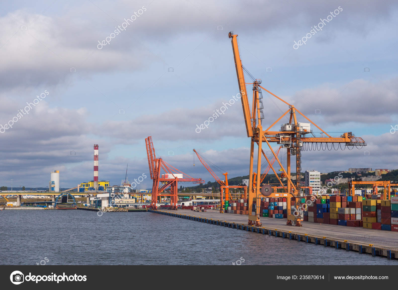 Container terminal in Gdynia, industrial area, Poland. – Stock ...