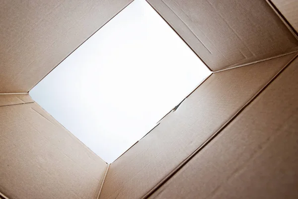 Unboxing, Opened cardboard package from shoot from inside the box. The ...