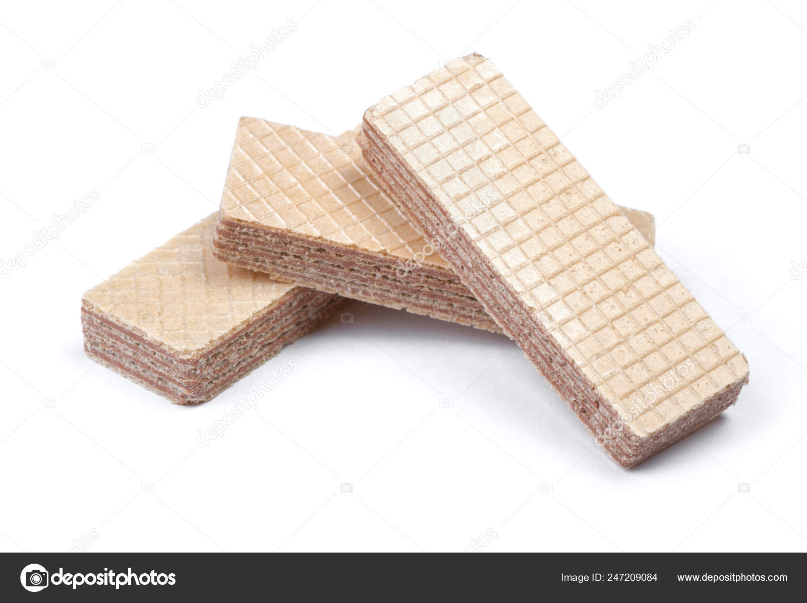 Four Rectangle Shape Wafer Biscuits Isolated White Background Stock ...
