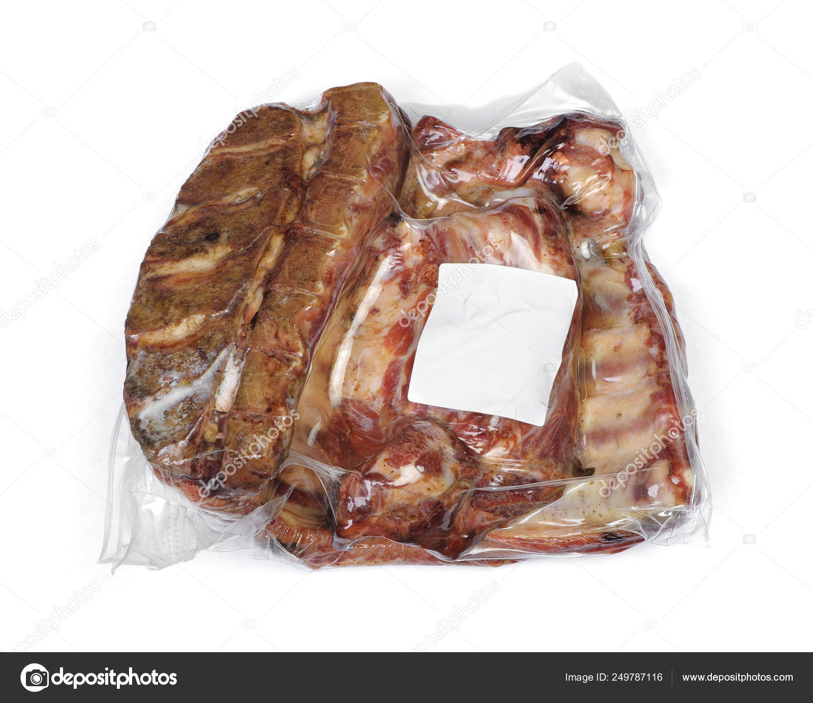Vacuum packed smoked pork ribs — Stock Photo © igorkovalcuk #249787116