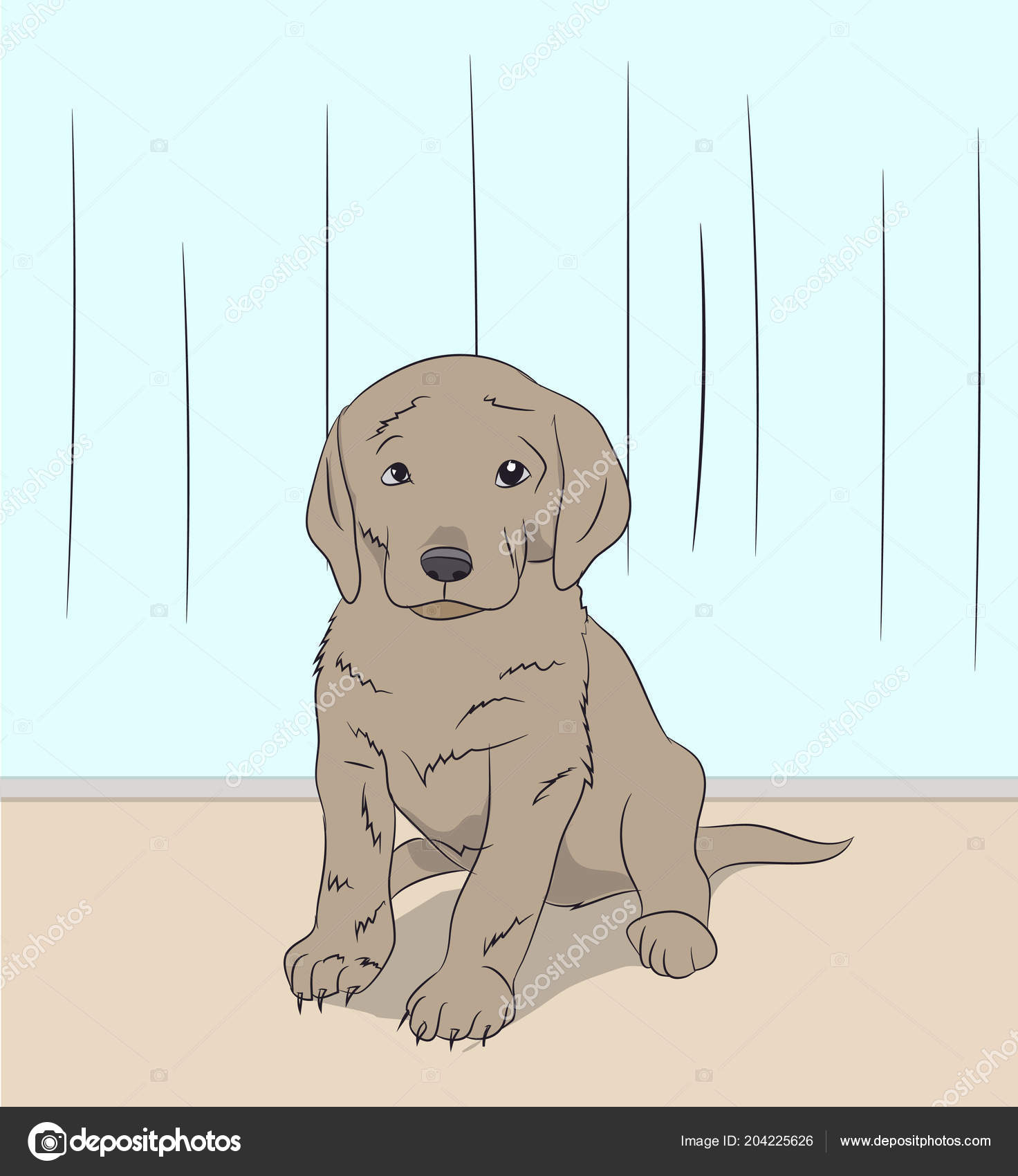 Dog Sitting Room Vector Color Stock Illustration by ©A.Nestr #204225626