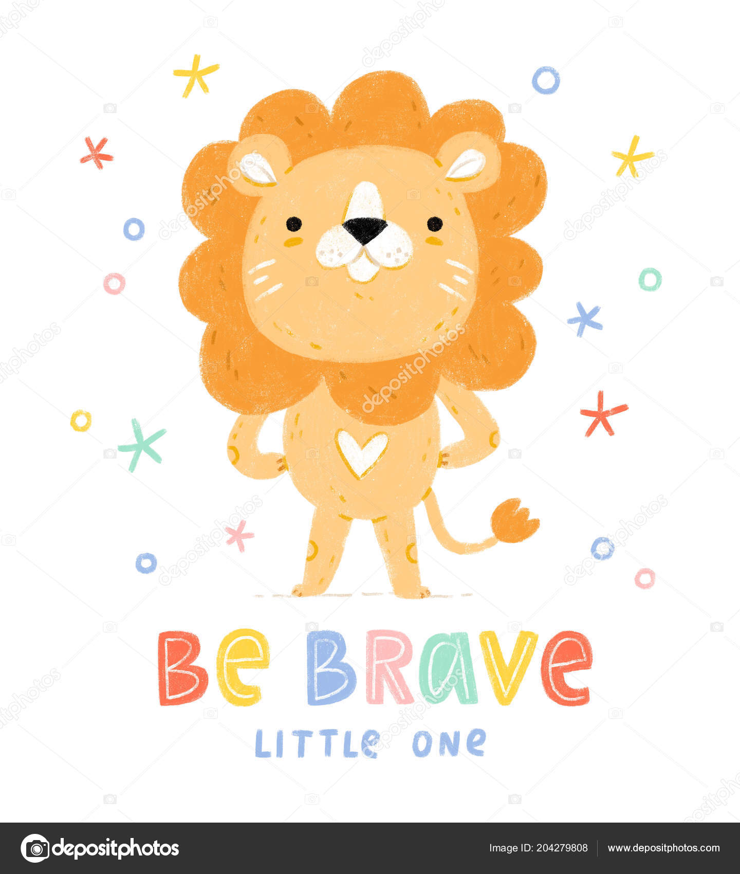 Brave Little One Cute Illustrated Card Brave Lion Stock Illustration by ...