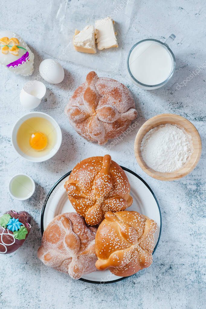 Pan de Muerto, ingredientes para la receta de pan mexicano tradicional ...