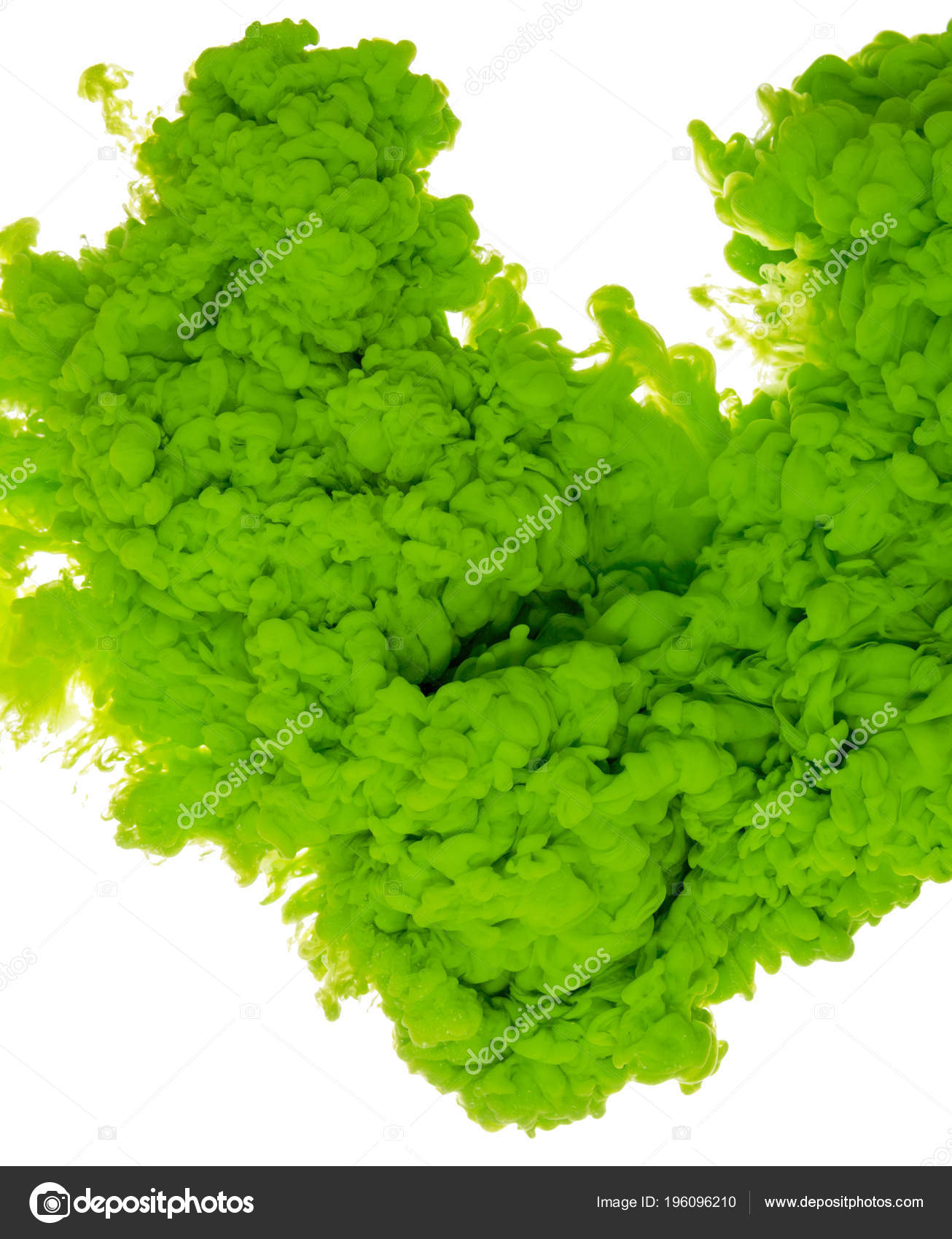 Abstract paint background color of green ink splash in the water ...