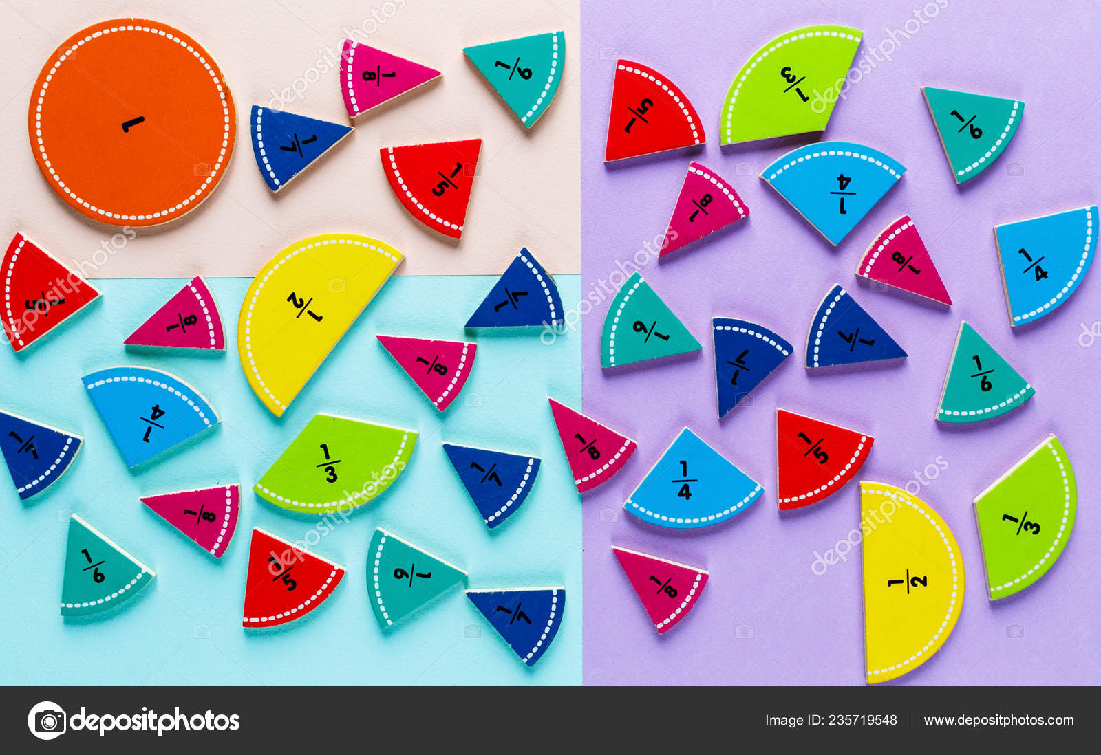 Colorful Math Fractions Bright Backgrounds Interesting Math Kids ...