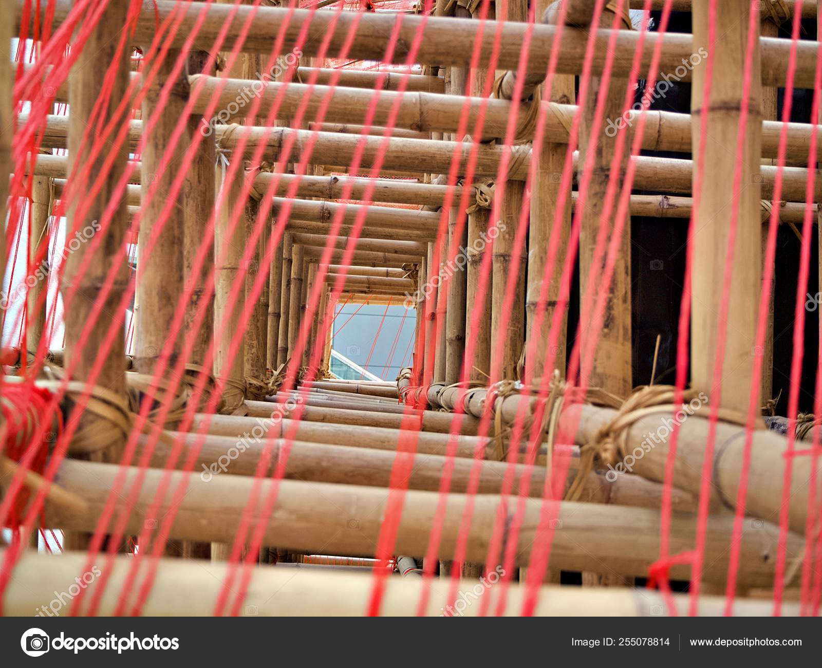 Tunnel Bamboo Red String Front Bangkok Thailand — Stock Photo ...