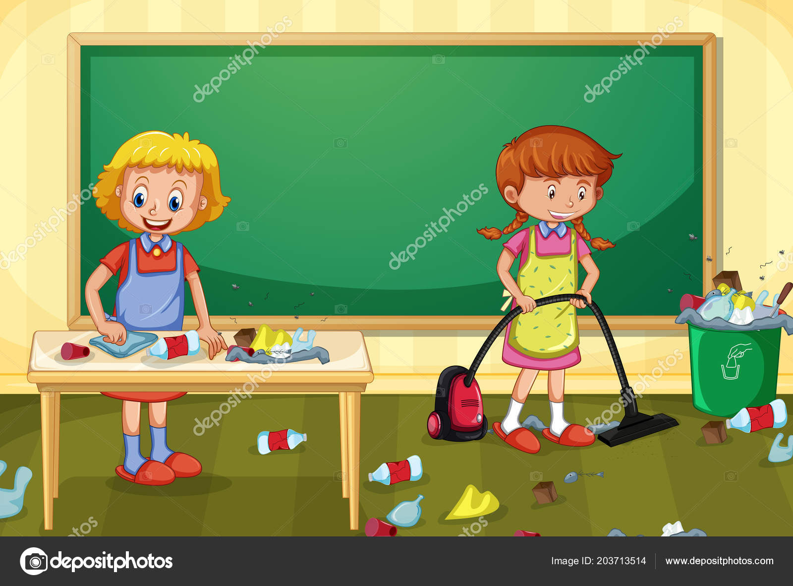 Kids Cleaning Classroom Clip Art