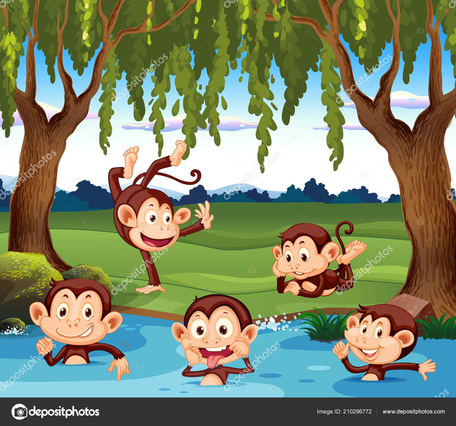 Monkey Playing Nature Illustration Stock Vector by ©interactimages ...