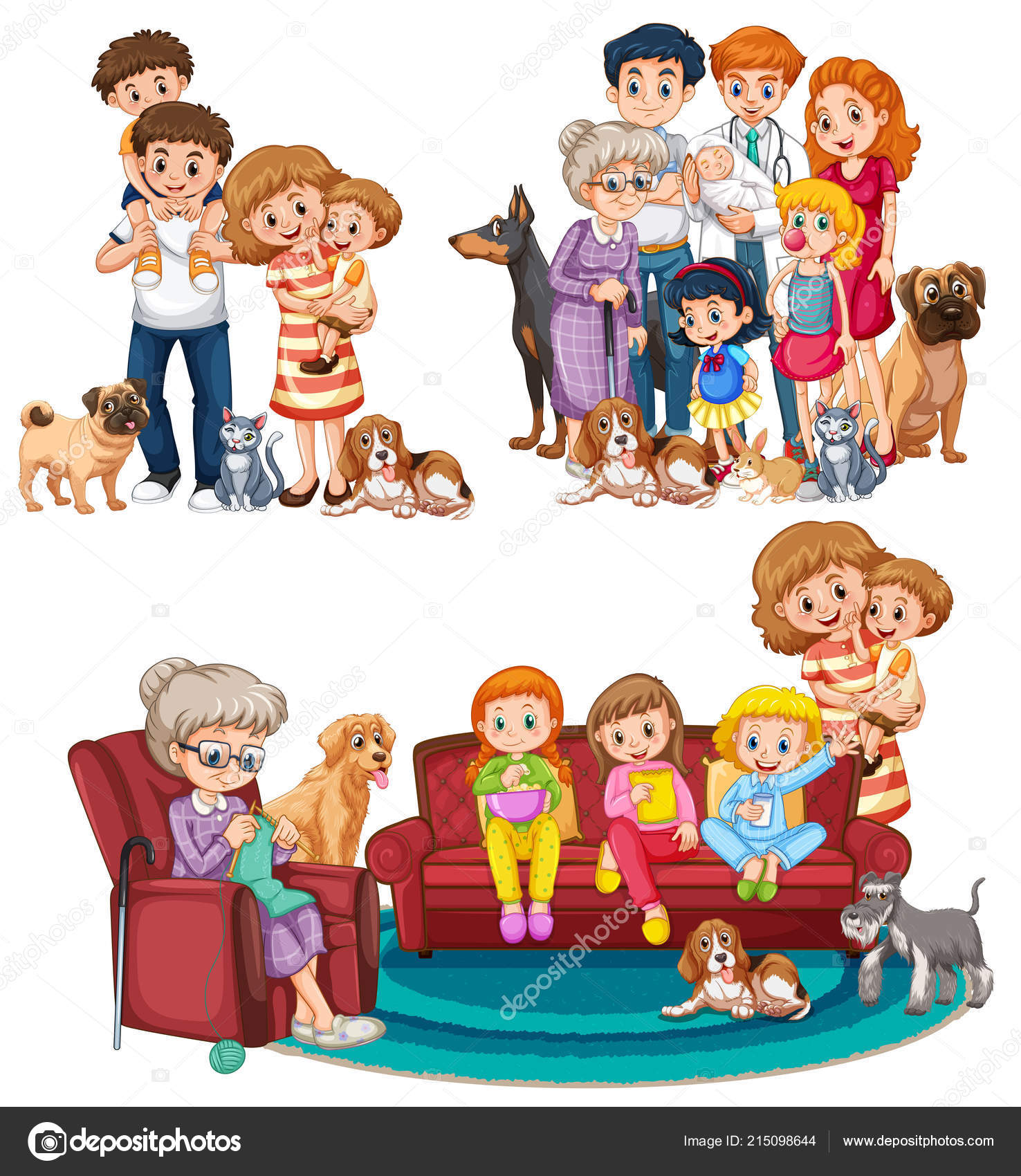 Set Big Family Illustration — Stock Vector © interactimages #215098644