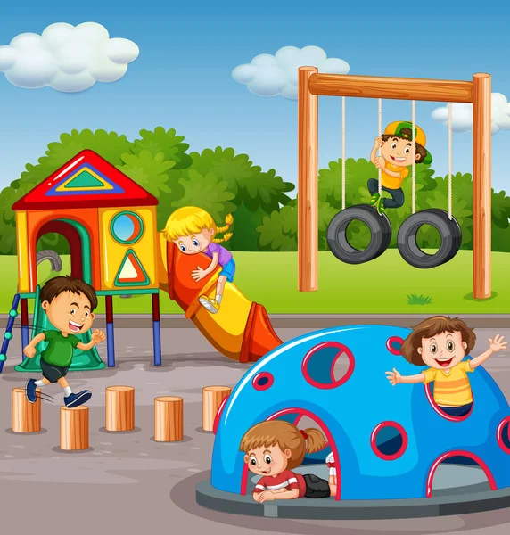 Children Playing In The Playground Clipart
