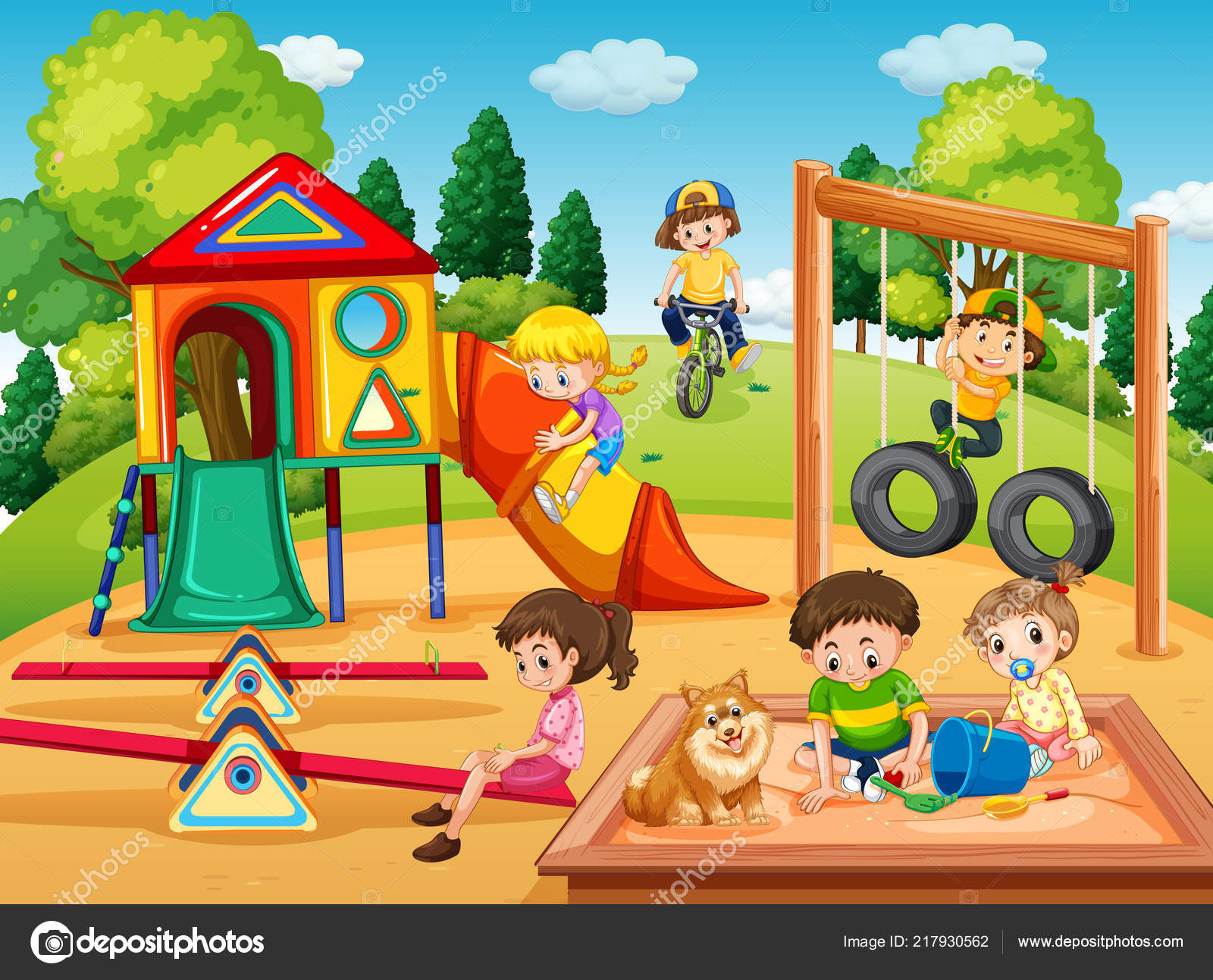 Playgrounds With Kids Clip Art