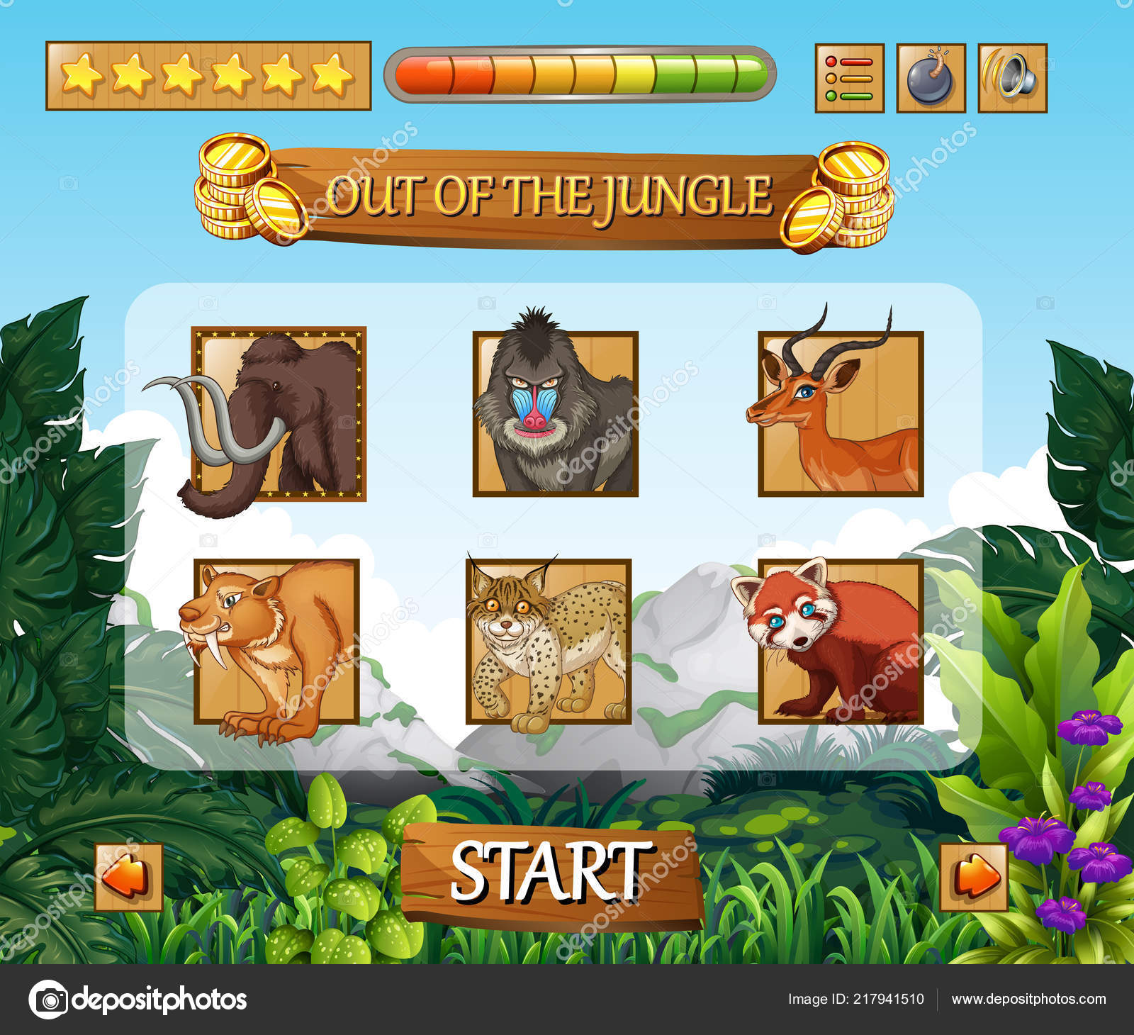 Wild Animals Jungle Game Template Illustration Stock Vector Image by ...