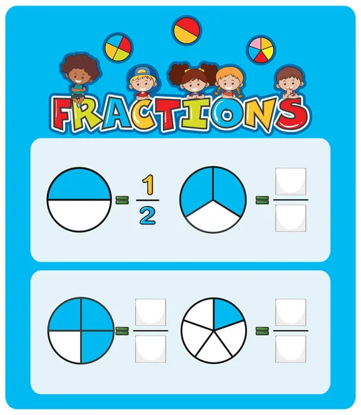 Math Fractions Worksheet Template Illustration Stock Vector Image by ...