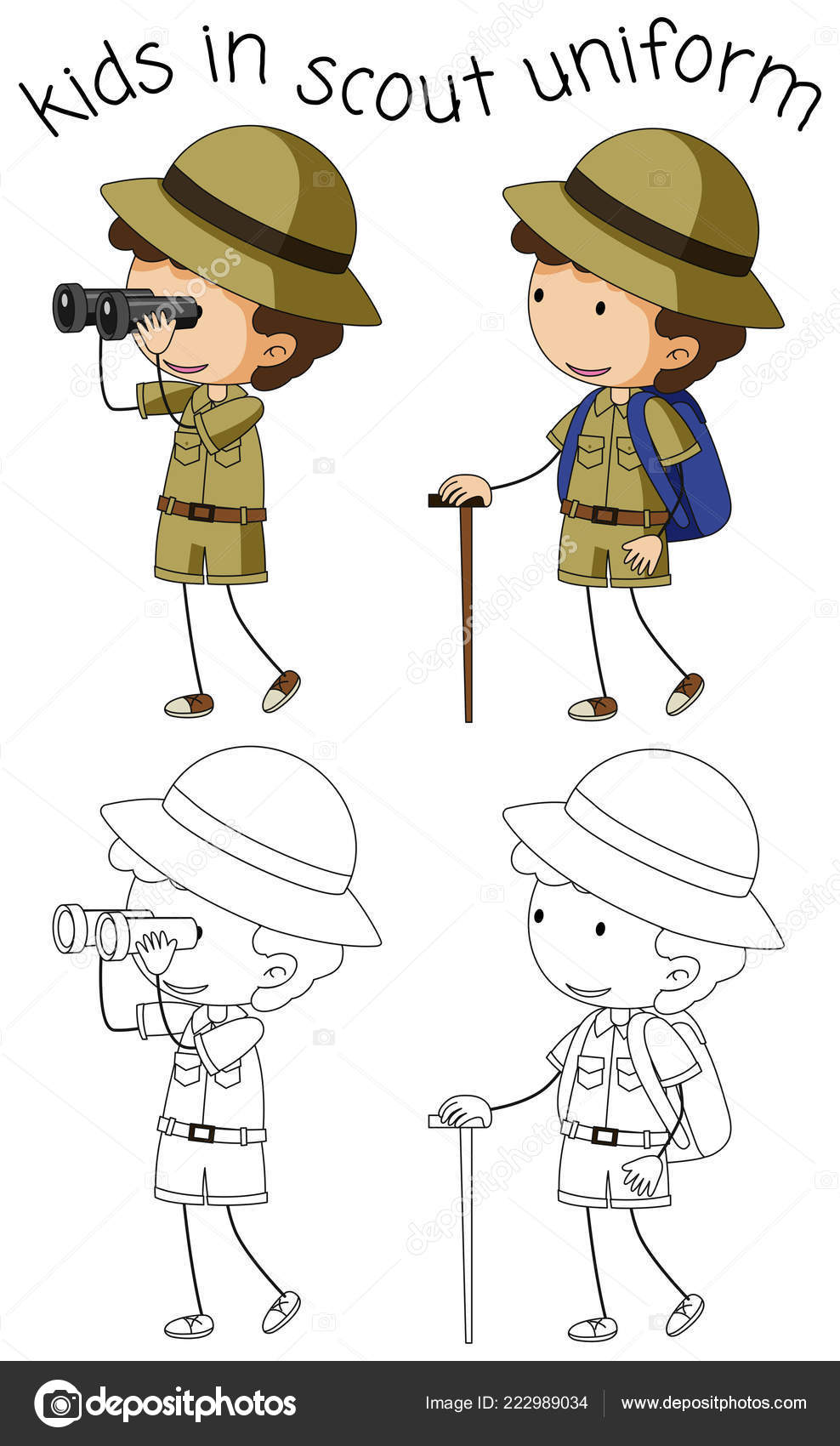 Boy Scout Character White Background Illustration Stock Vector by ©interactimages 222989034