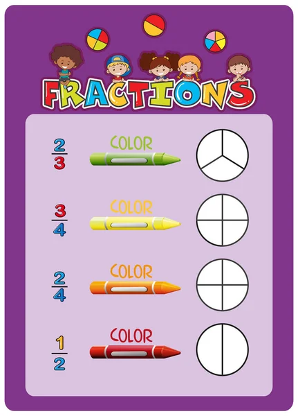 Math Fractions Worksheet Template Illustration Stock Vector Image by ...
