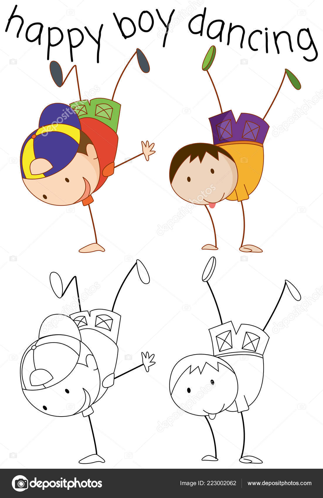Doodle Boy Character Dancing Illustration Stock Vector Image by ...