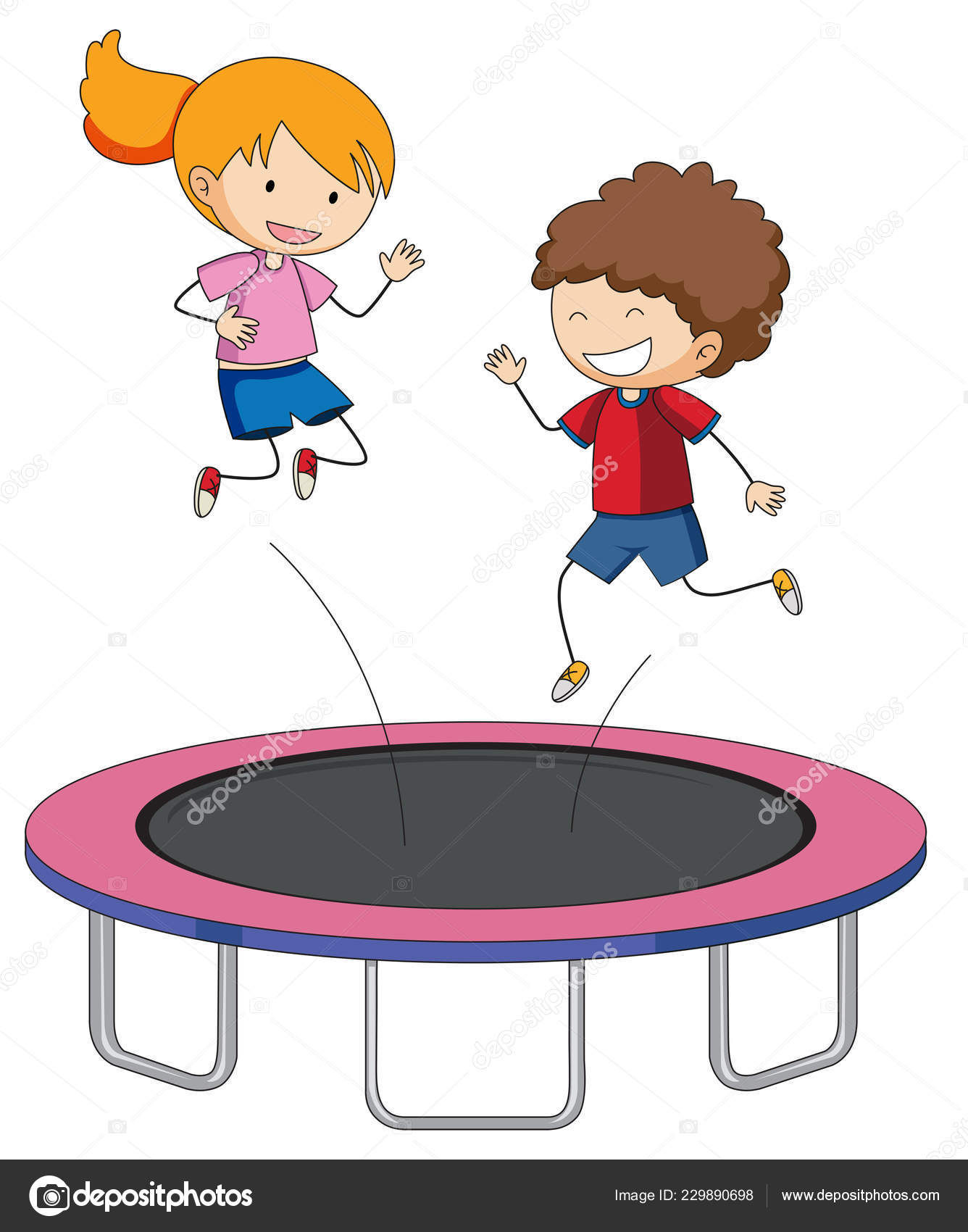 Children Jumping Trampoline Illustration Stock Vector Image by ...
