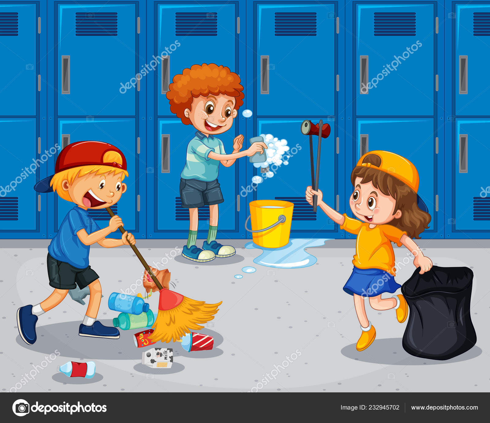 Student Sweeping The Floor