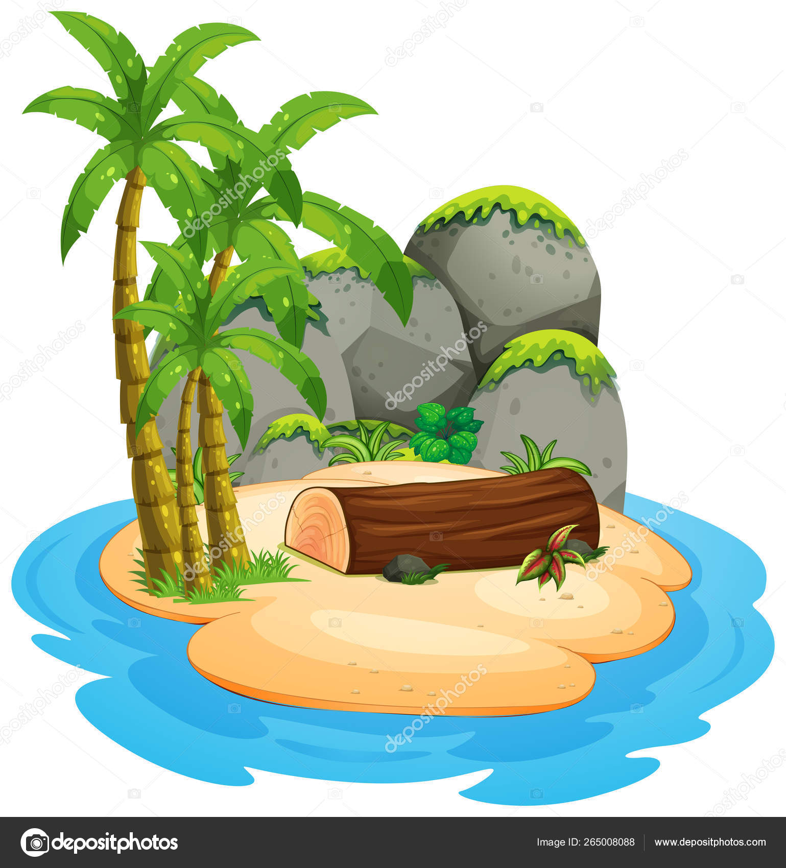 Un paisaje insular aislado Vector de stock #265008088 de ©interactimages