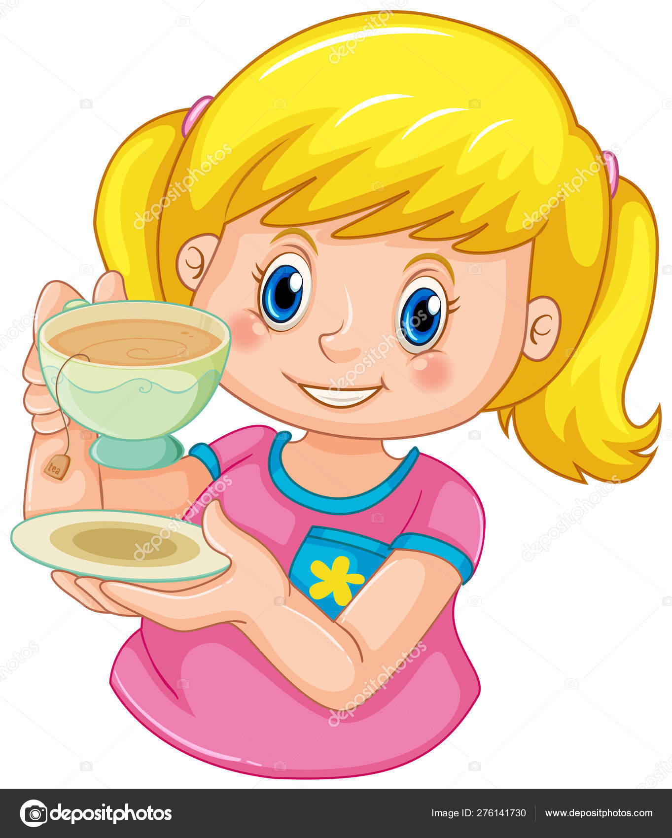 A girl drinking tea Stock Vector by ©interactimages 276141730