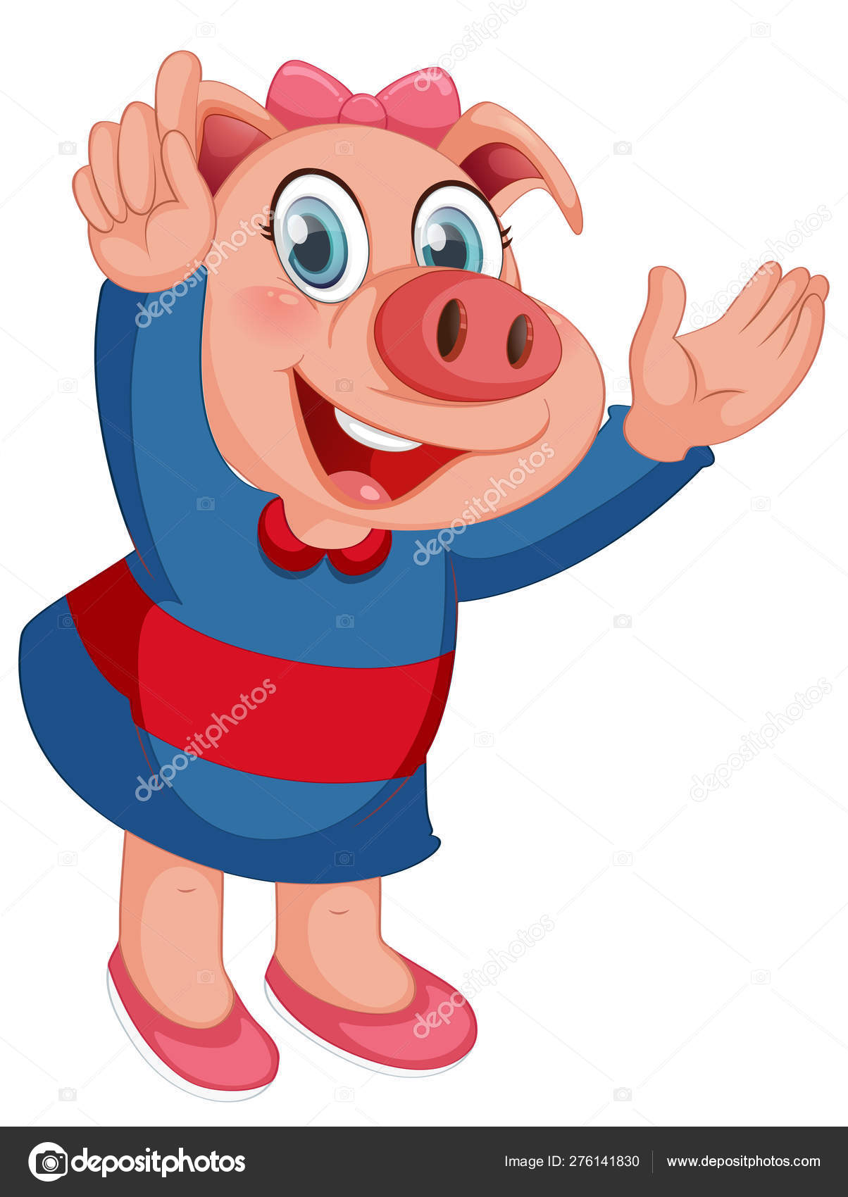 Un personaje de dibujos animados de cerdo femenino Vector de stock ...