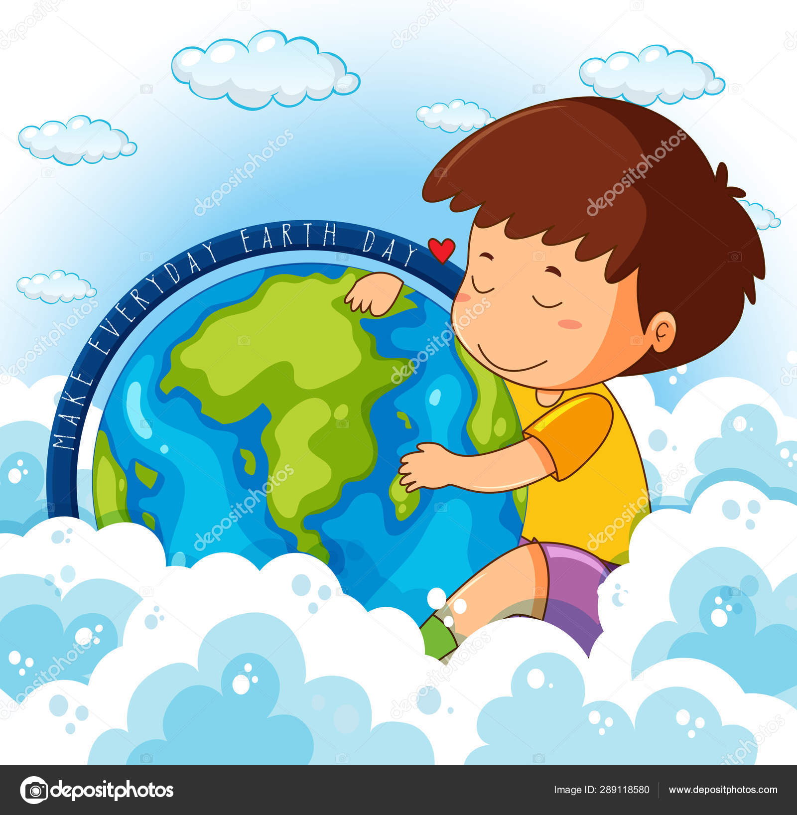 Image vectorielle Mignon garçon câlin terre par ©interactimages - 289118580