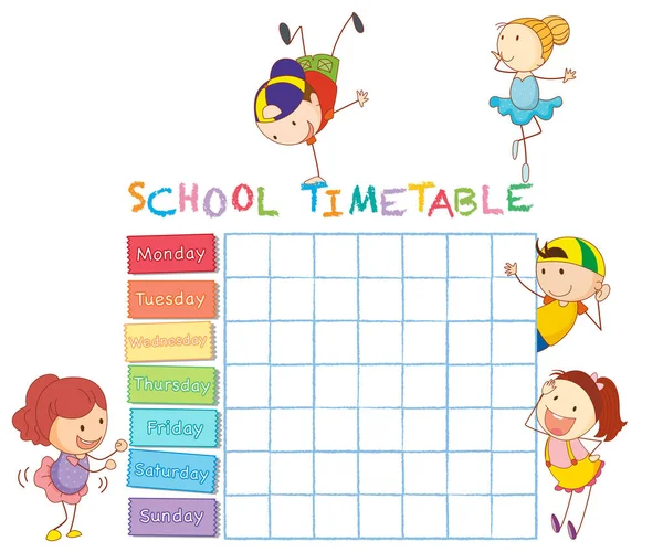 School time table with doodle children Stock Vector Image by ...