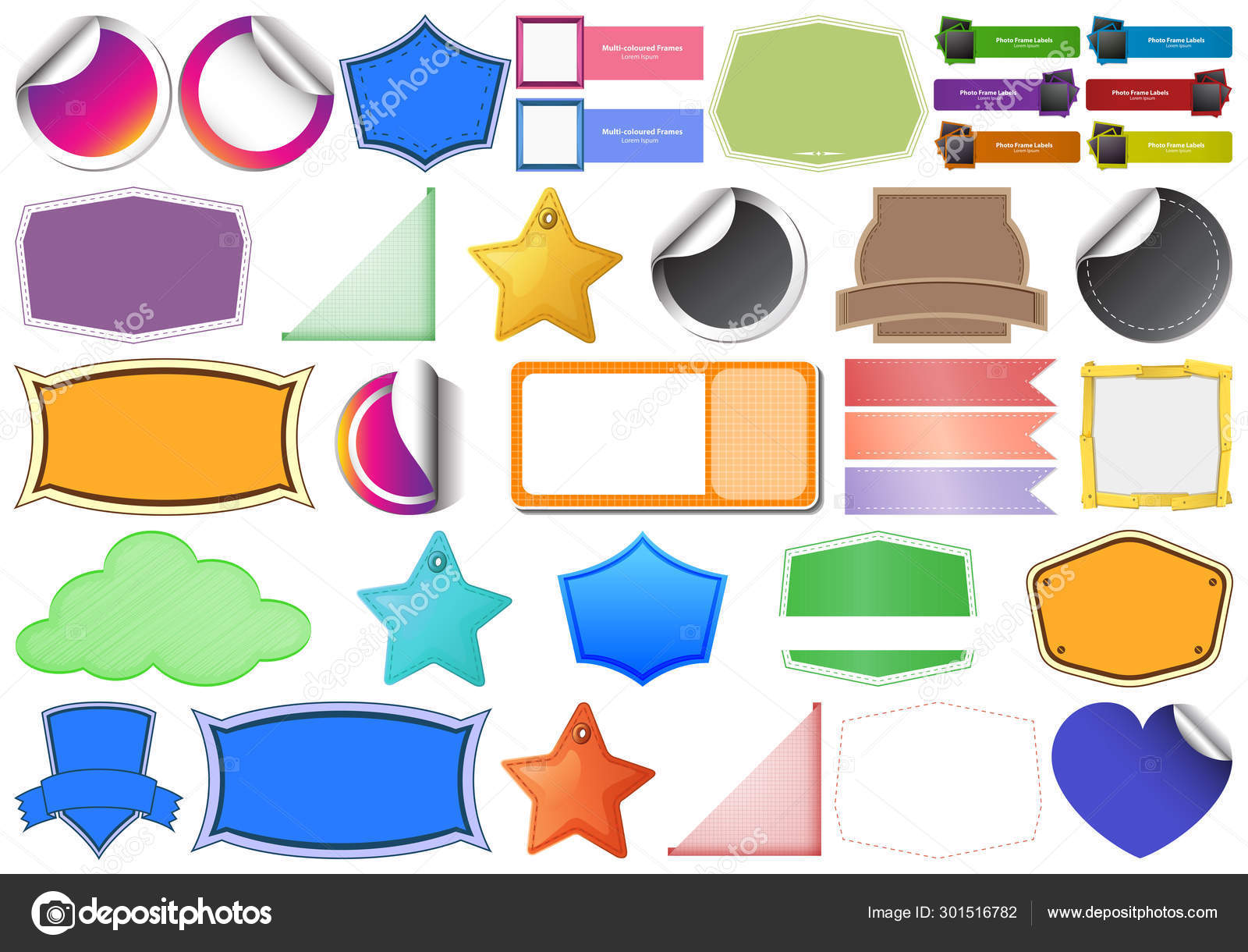 Set of different blank labels Stock Vector by ©interactimages 301516782