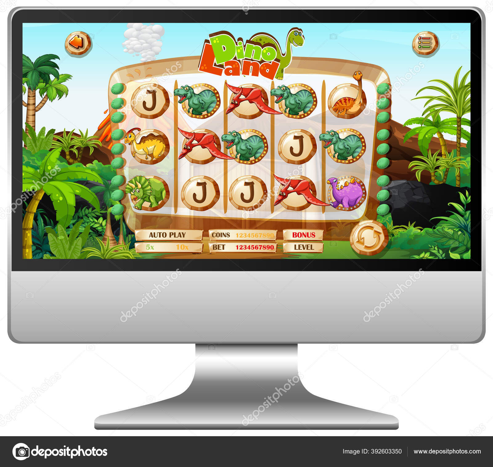 Dinosaur Game Computer Screen Illustration Stock Vector Image by ...
