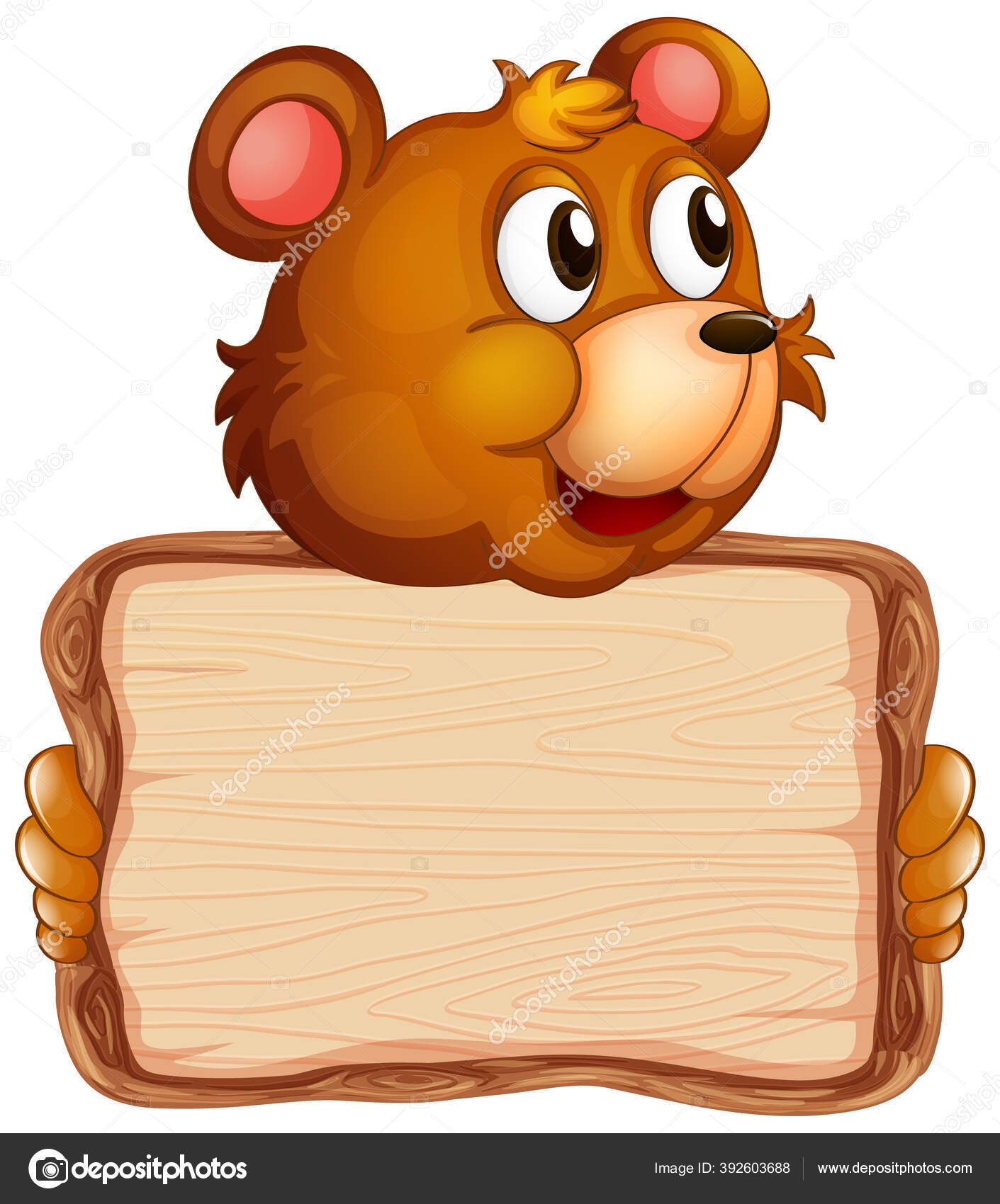 Board Template Cute Bear White Background Illustration Stock Vector by ...