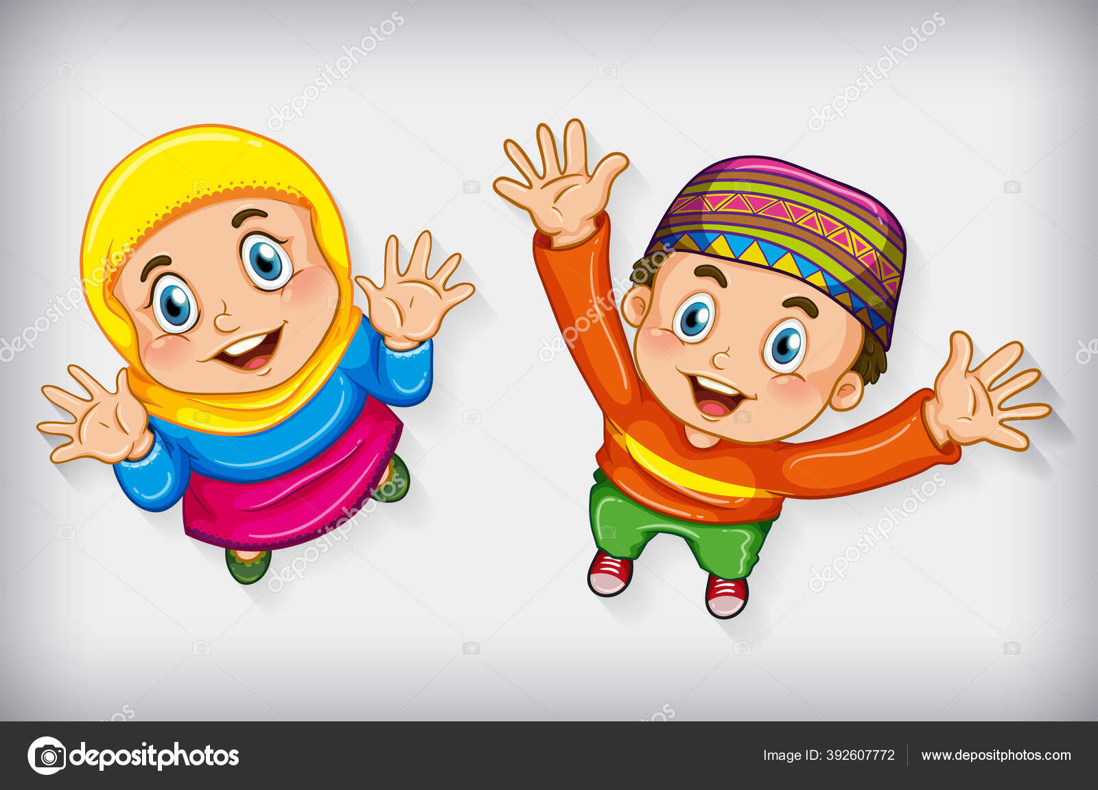 Muslim Kids Clipart In School