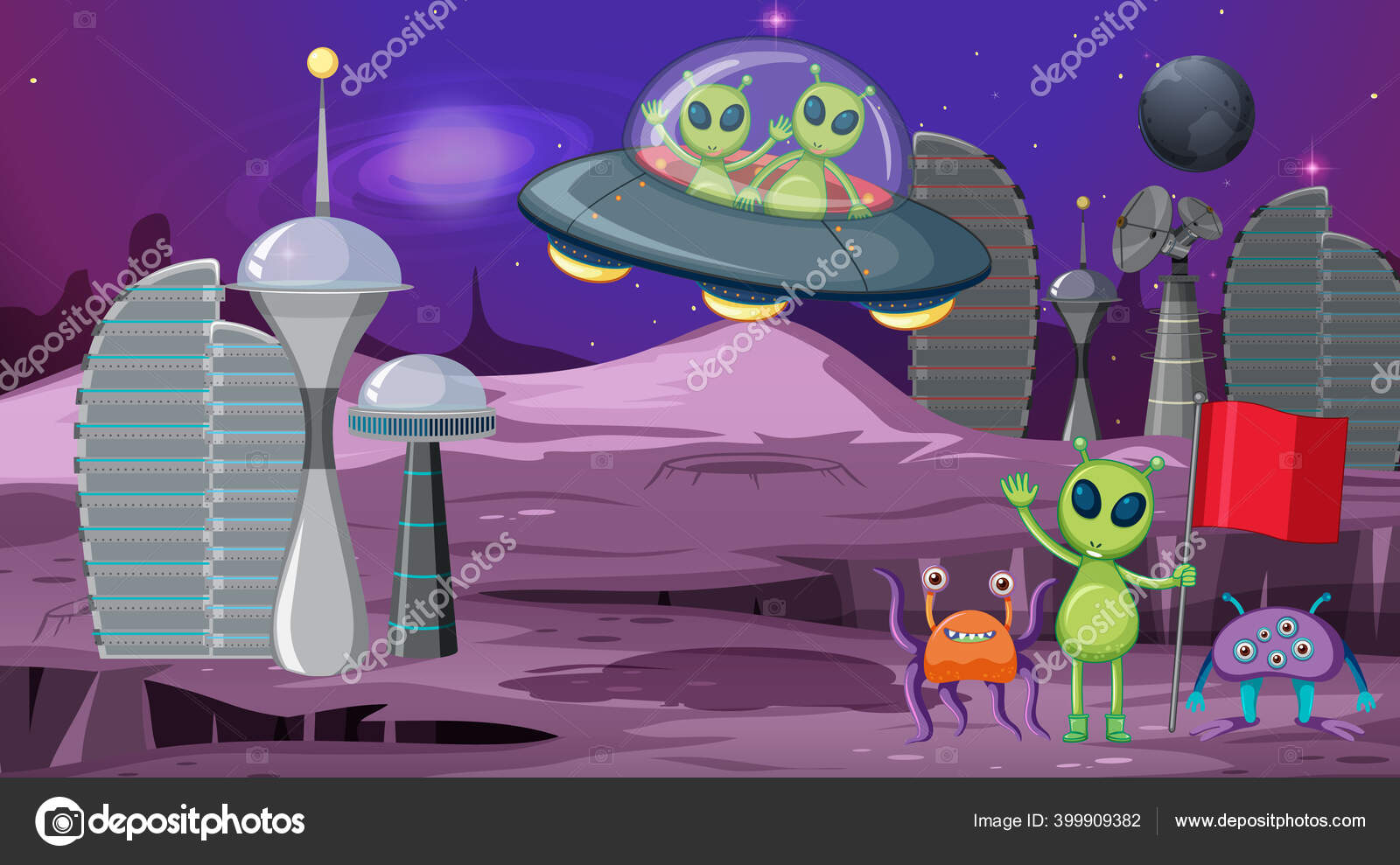 Cartoon Aliens In Space