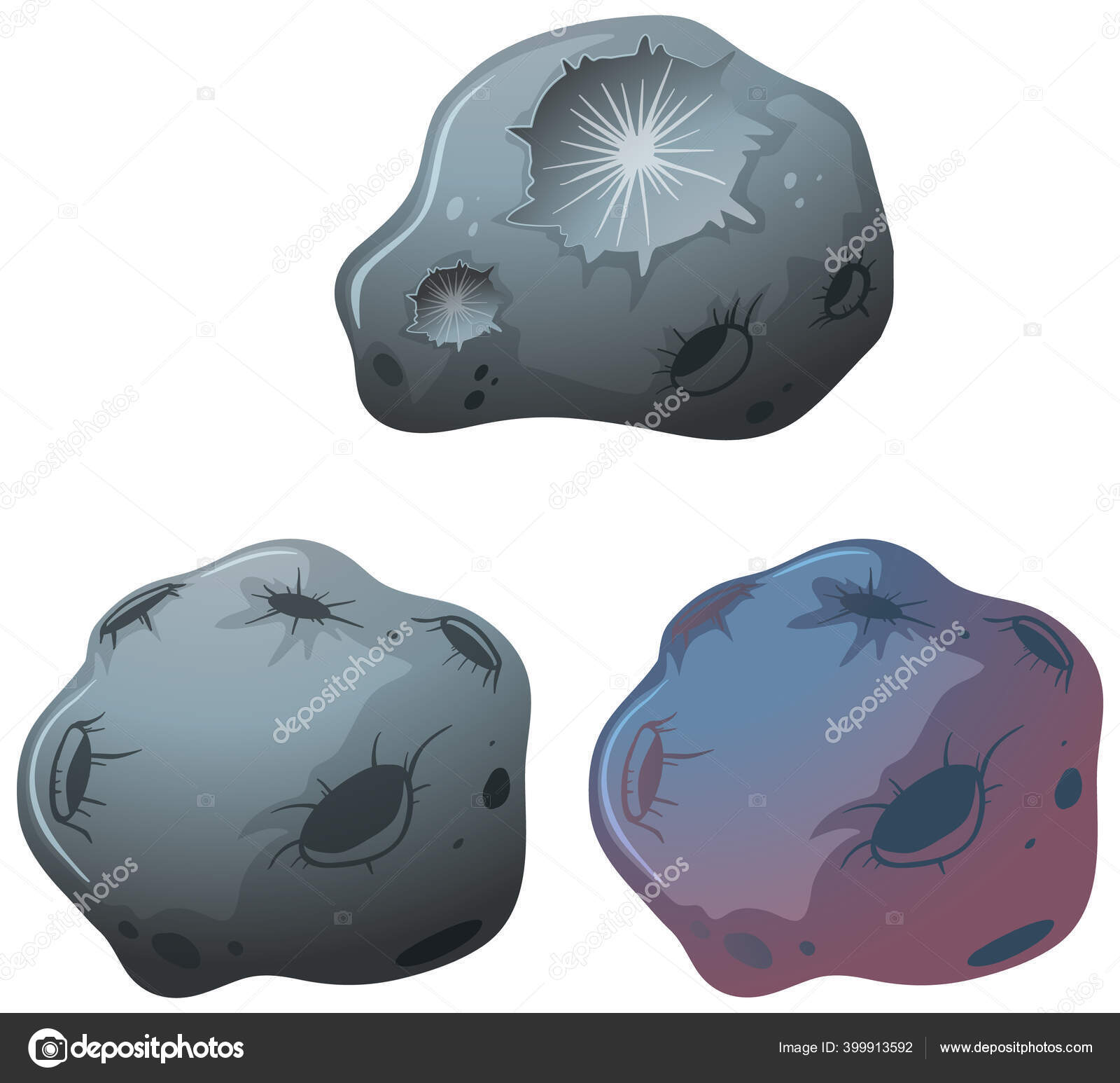 Isolated Meteorite White Background Illustration Stock Vector Image by ...