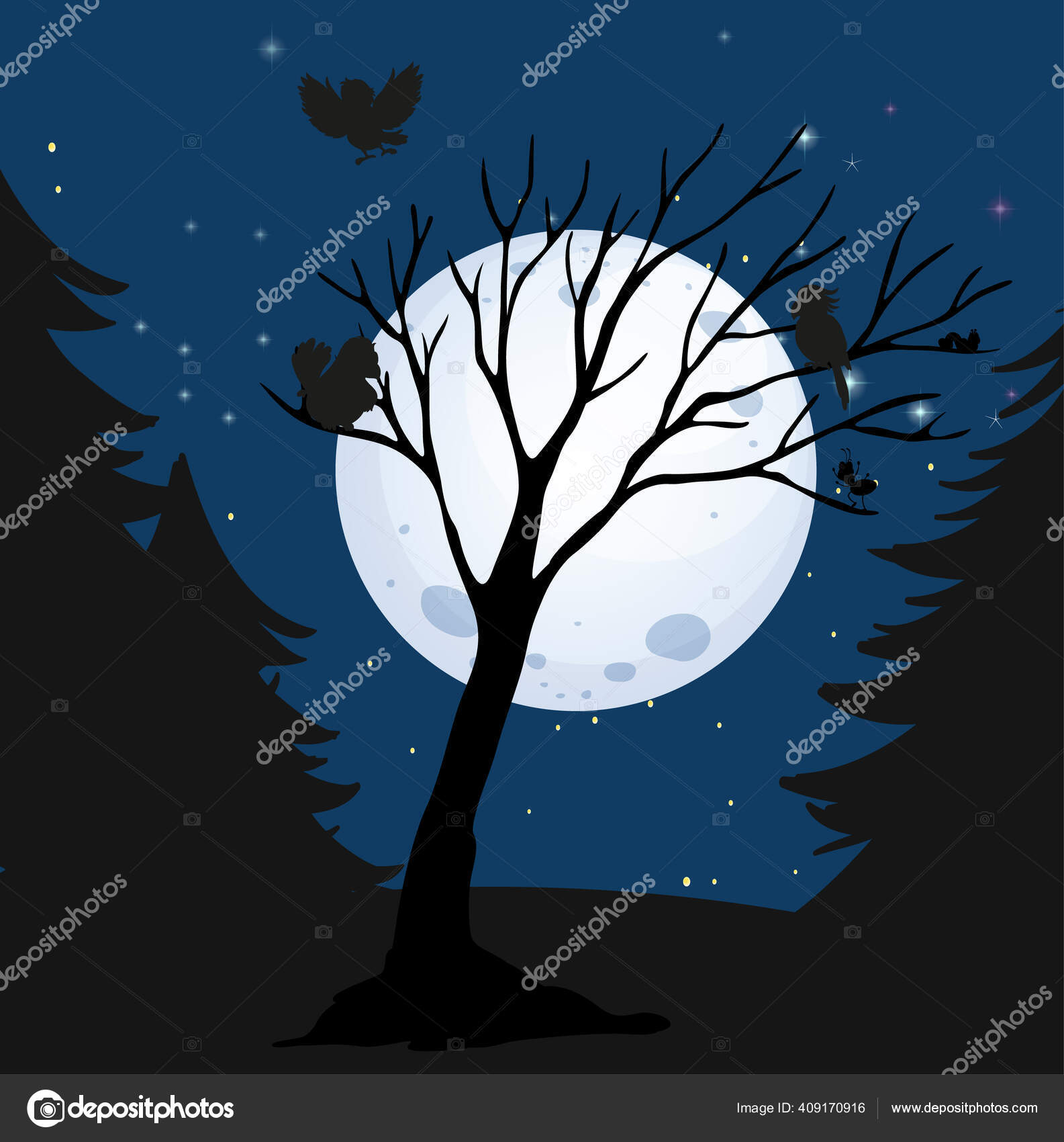 Night Scene Shadow Moon Illustration Stock Vector by ©interactimages ...