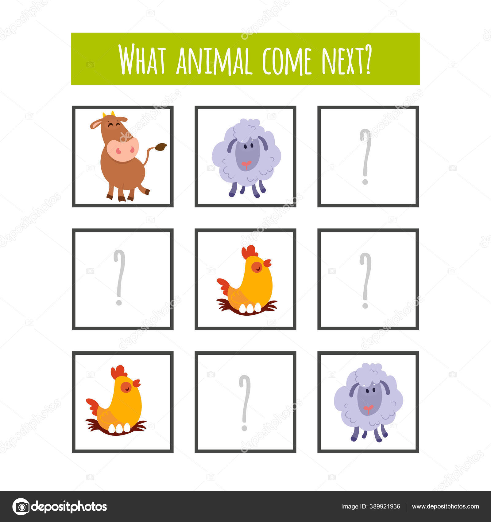 Sudoku, educational game for children. Cartoon farm animals — Stock ...