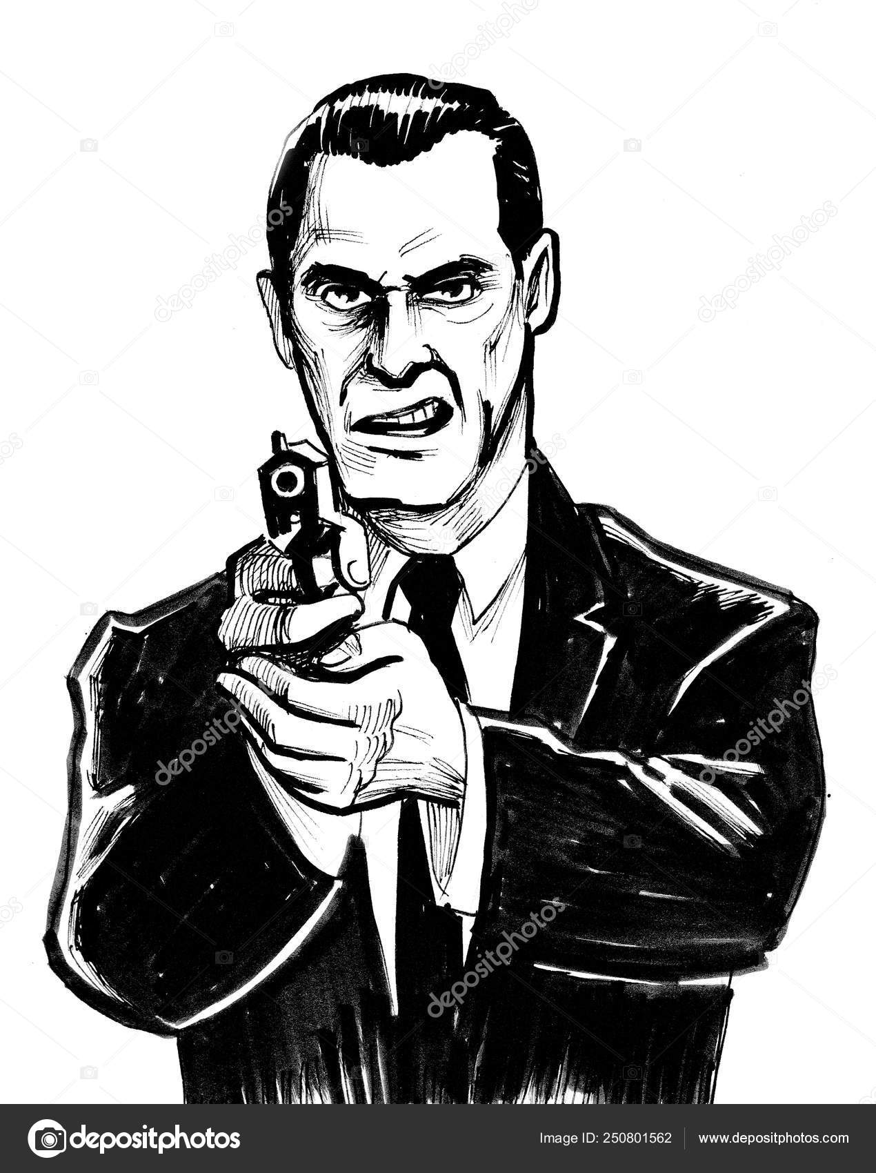 Gun Pointing At You Black And White