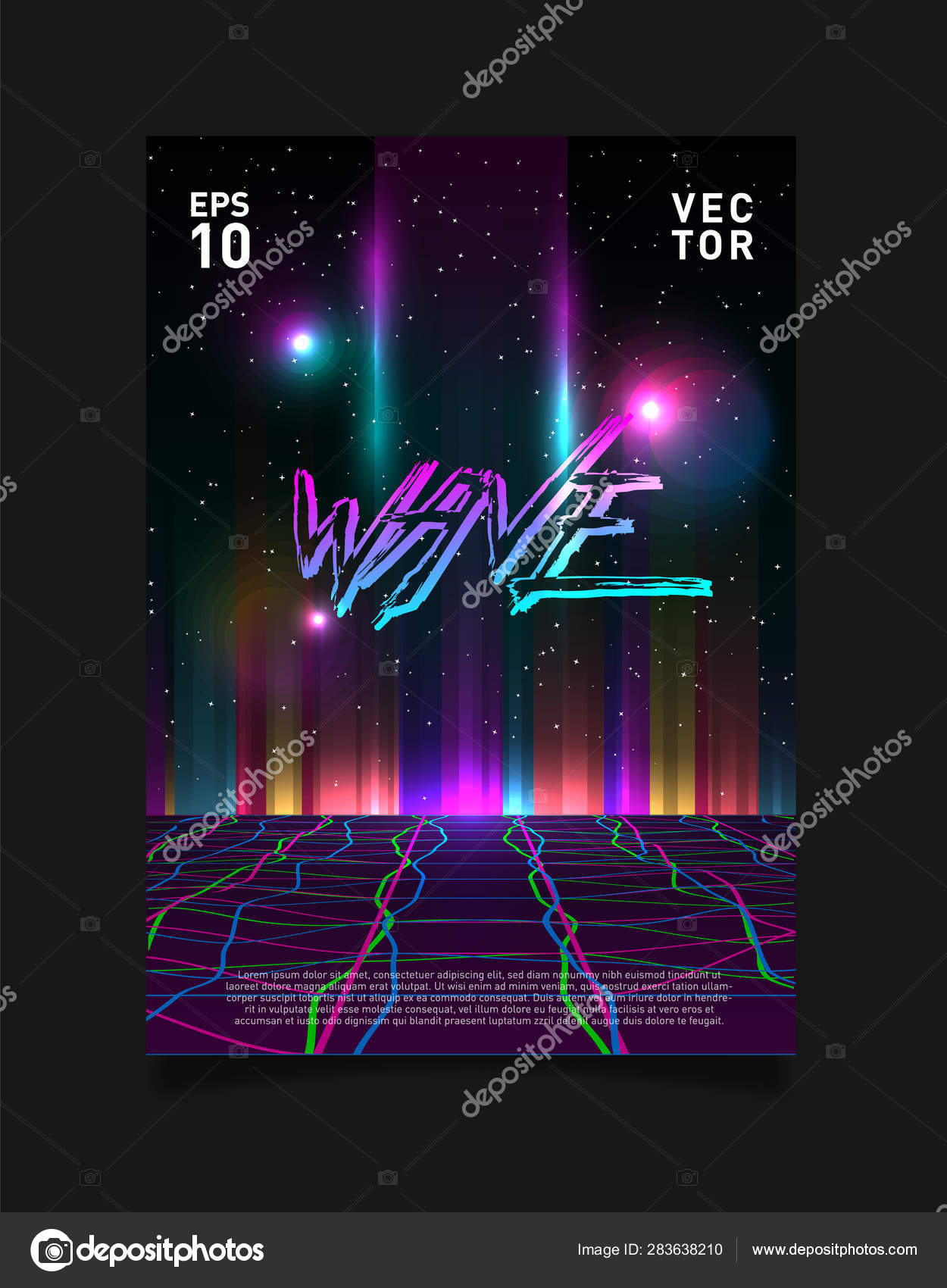 Retrowave vaporwave synthwave Glitched laser grid and glowing colorful ...