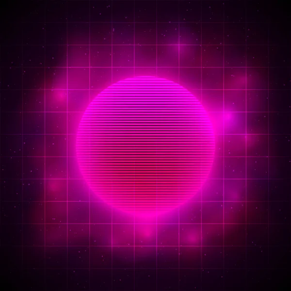 Synthwave vaporwave retrowave pink background with great glow in the middle, laser grid, starry ...