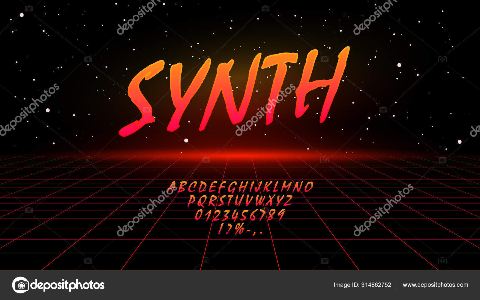 Retrowave synthwave vaporwave orange gradient font in 1980s style ...