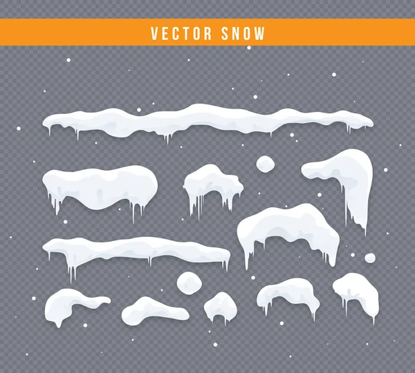 Snow Caps Snowballs Snowdrifts Set Snow Cap Vector Collection Winter ...