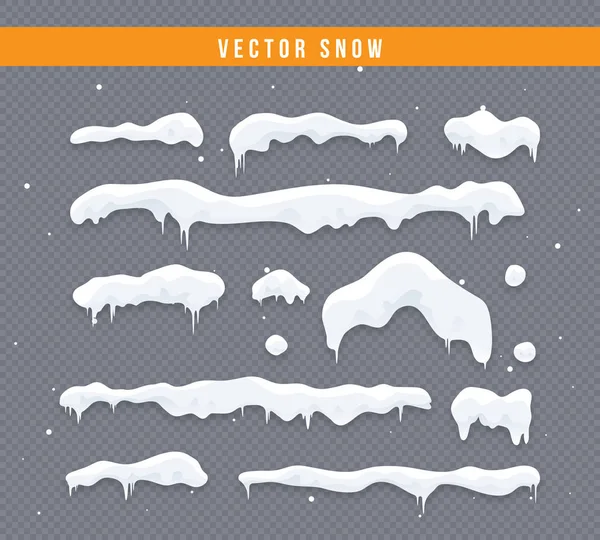 Snow Caps Snowballs Snowdrifts Set Snow Cap Vector Collection Winter ...