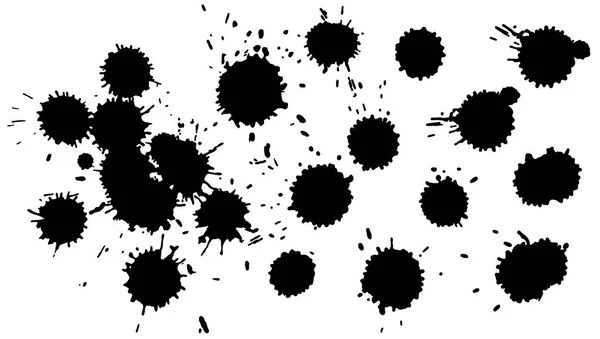 Set: Ink spots (splashing, blob, spatter, black blot, splat, blotch ...
