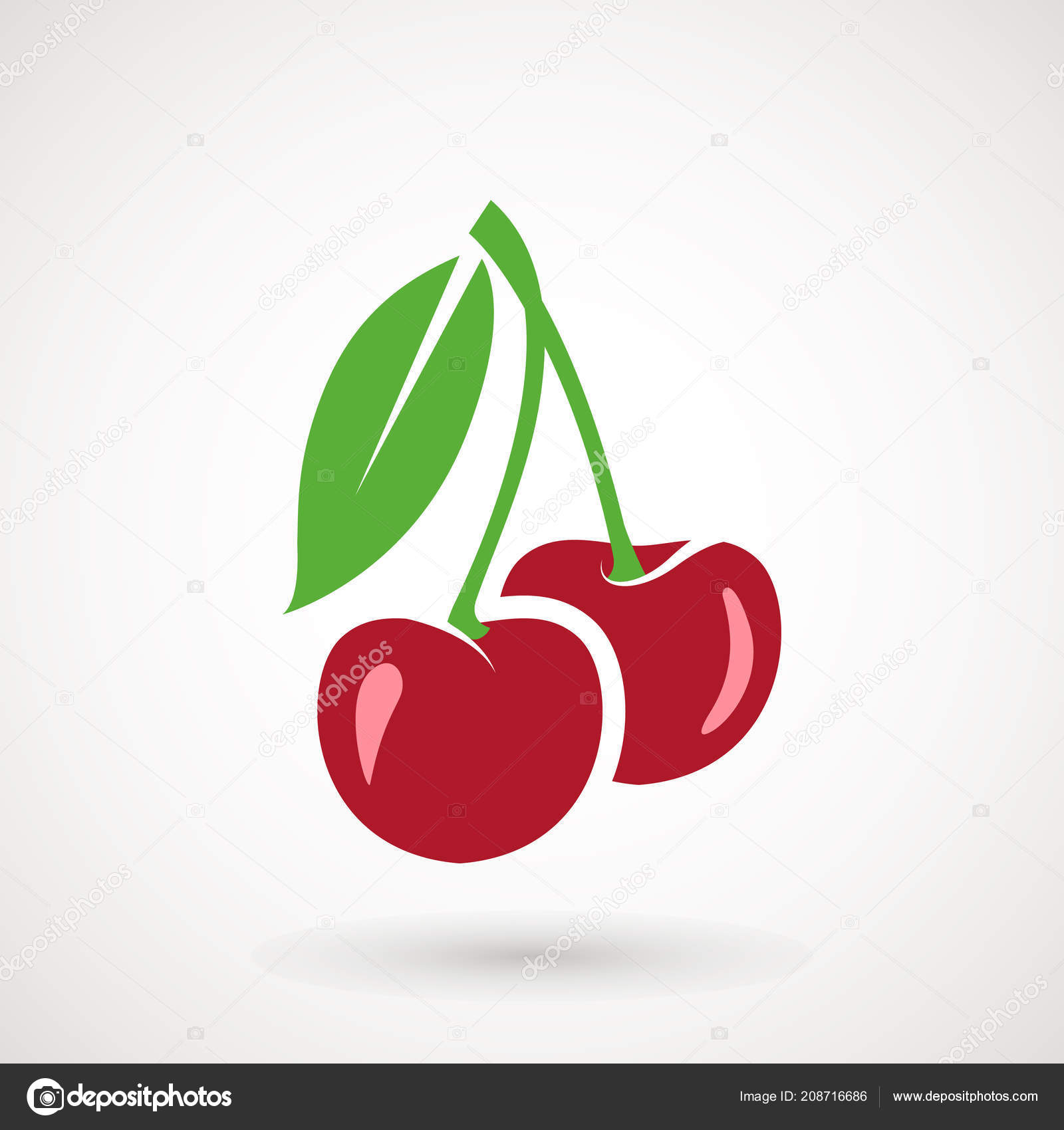 Cherry Icon Vector Fruit Illustration Fresh Healthy Sweet Cherries ...